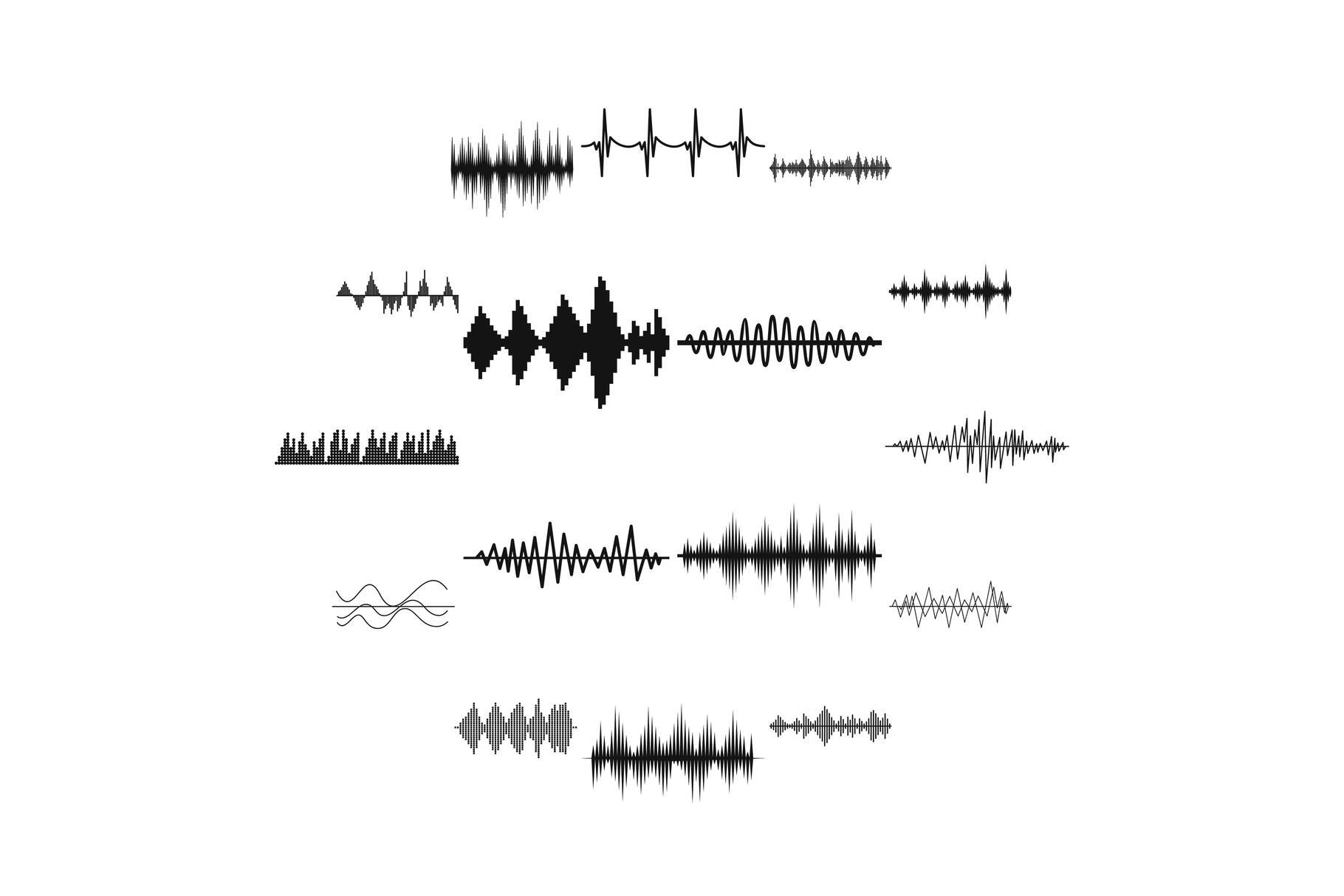 Sound wave icons set, simple style (502853) | Icons | Design Bundles