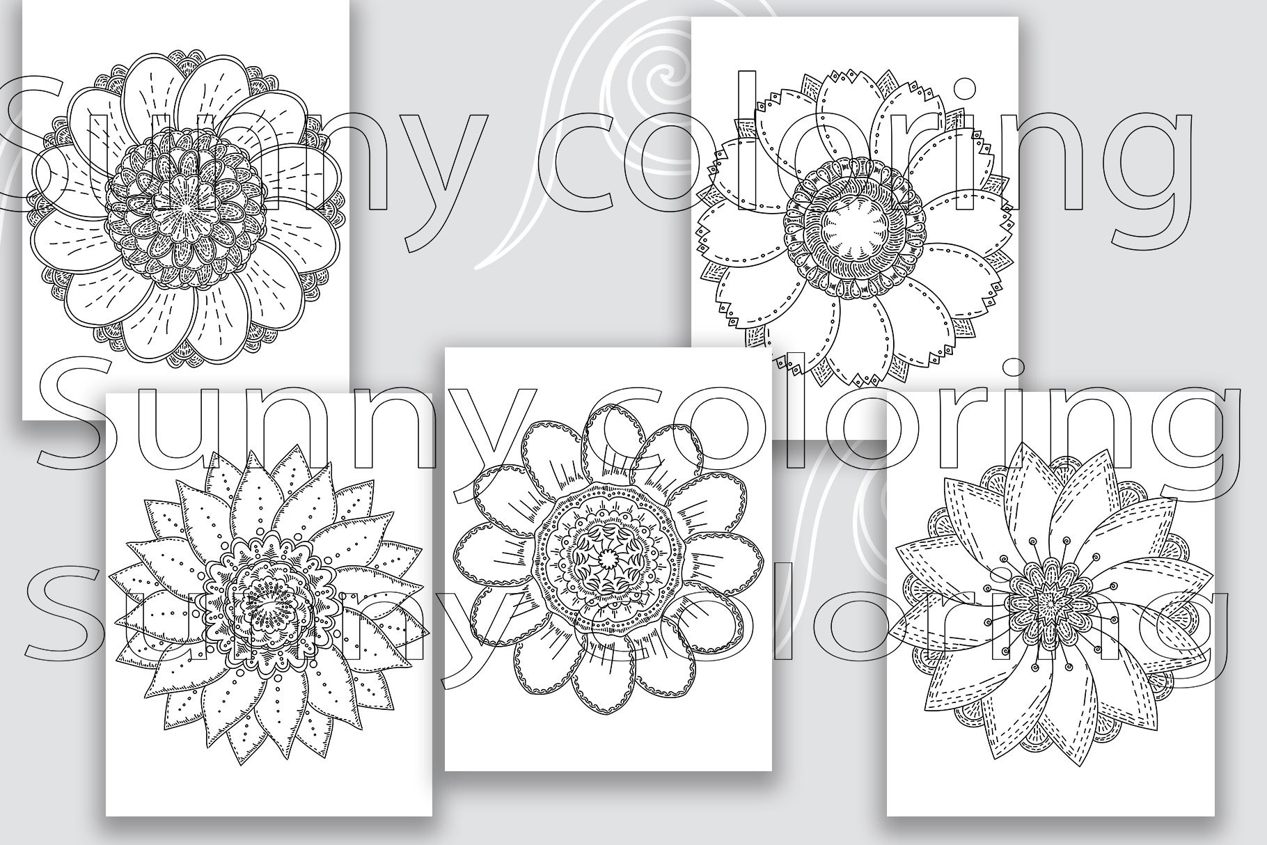 Flower Mandalas Coloring book, PDF printable (1164513) | Coloring Pages ...