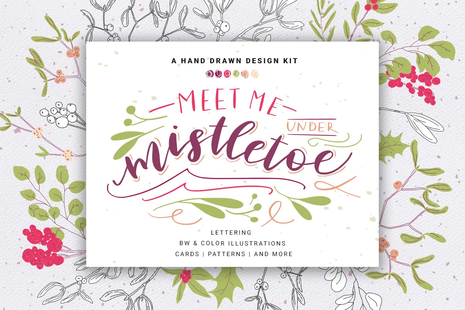 Mistletoe Christmas Design Kit (374266) | Illustrations | Design Bundles