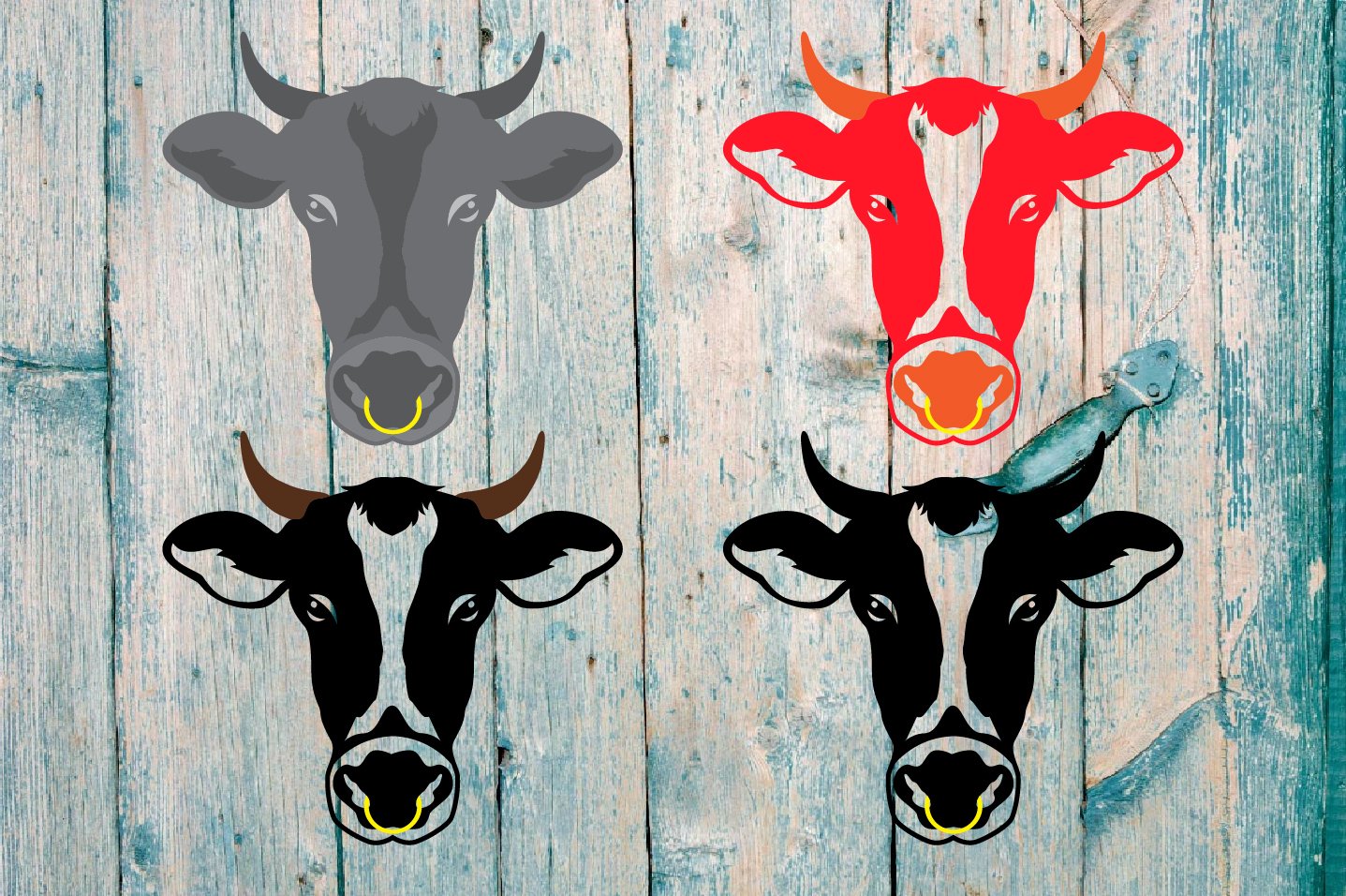 Cow Head Horns SVG, bull buffalo Boho Farm 769S (79931) | SVGs | Design ...
