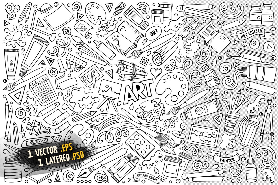 Art & Craft Objects Set (114129) | Objects | Design Bundles