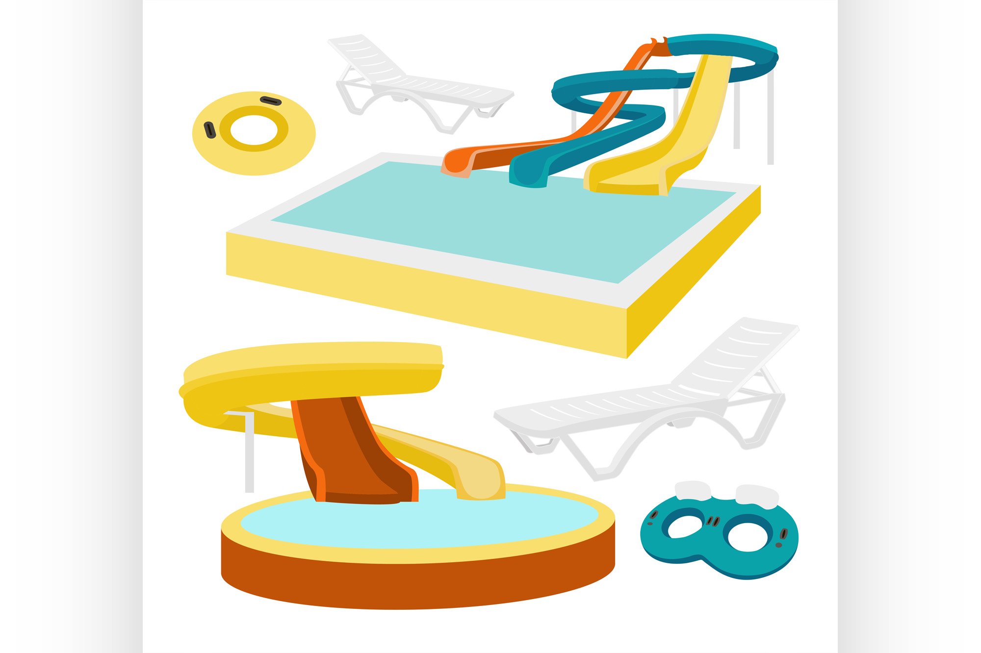 Water amusement park (673772) | Illustrations | Design Bundles