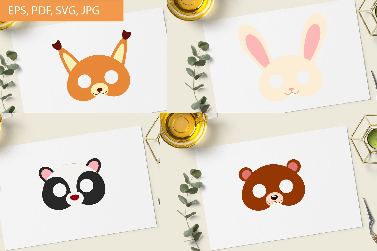 DIY Printable Masks Bundle, Face Masks SVG, Paper Masks (1279075 ...