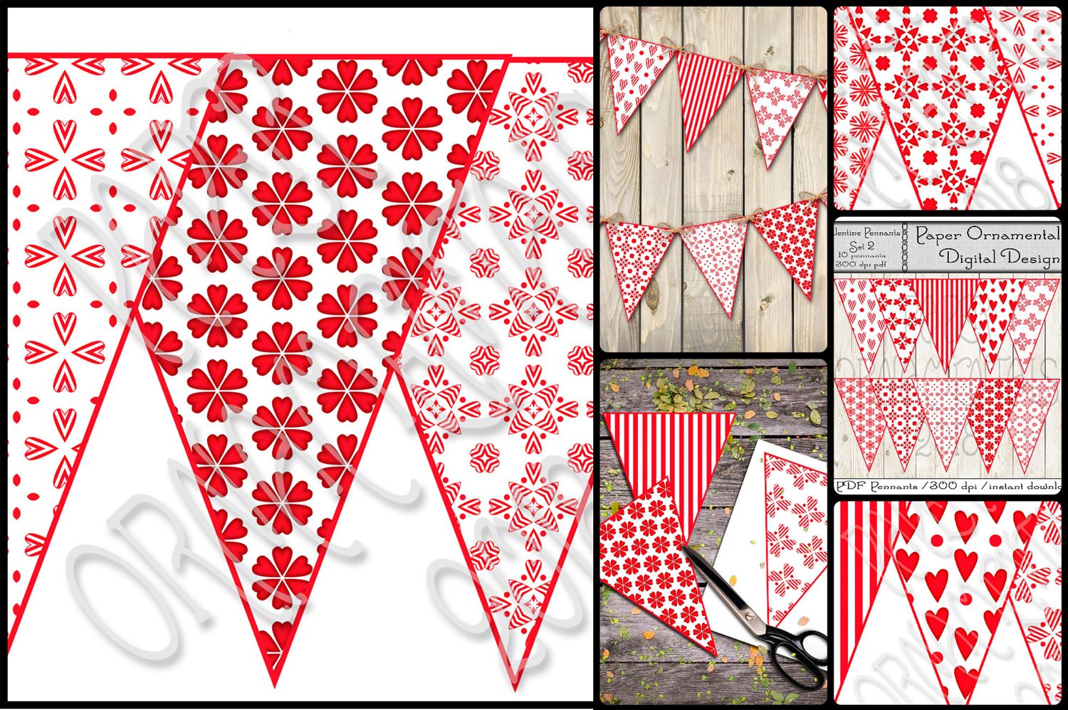 Printable Valentine Pennant Banner Set 2 (199559) | Bunting | Design ...