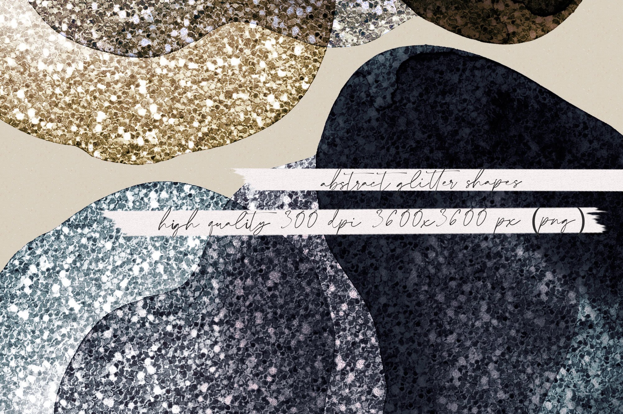 Ink & Abstract Glitter Shapes