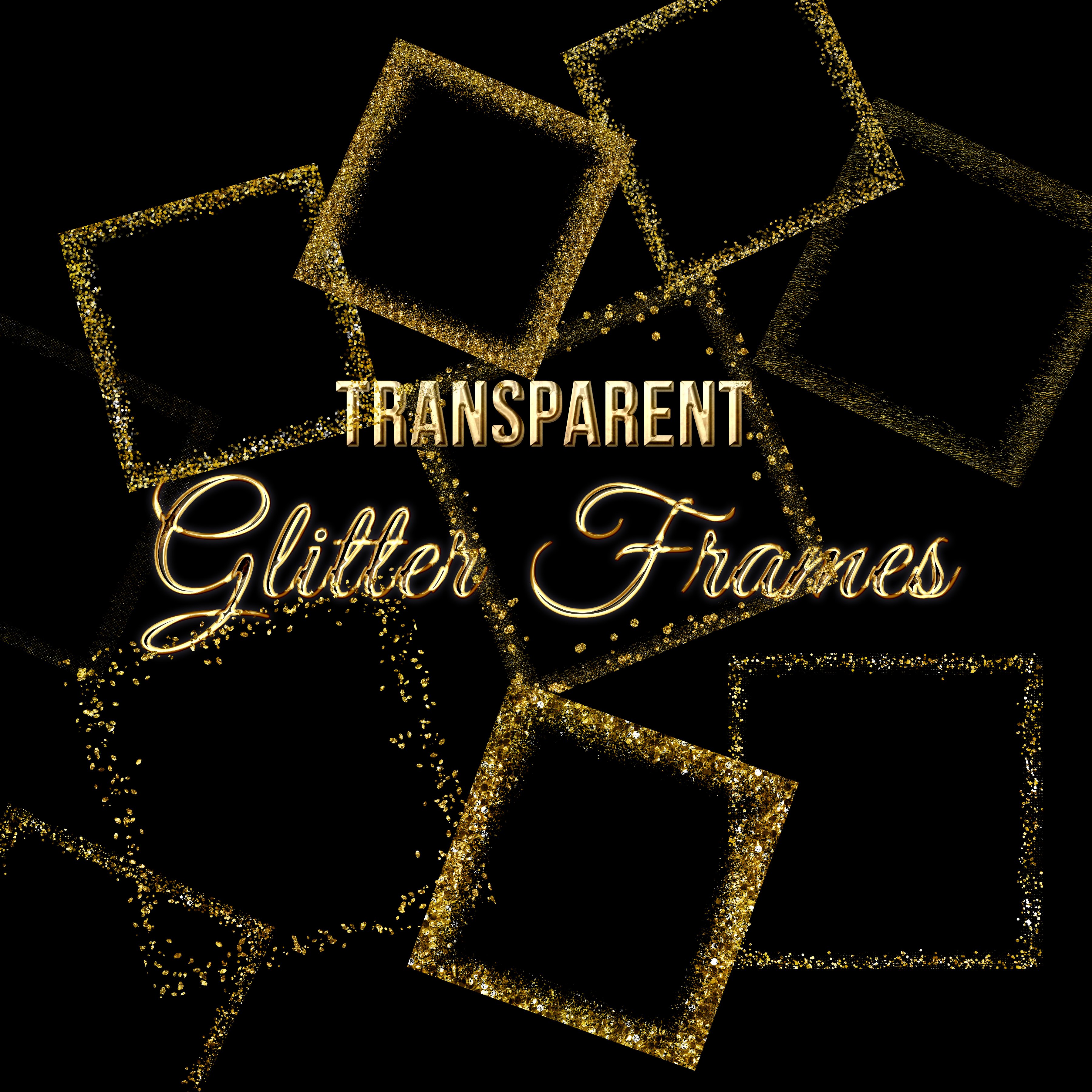 Transparent Gold Glitter Frames (90153) | Decorations | Design Bundles