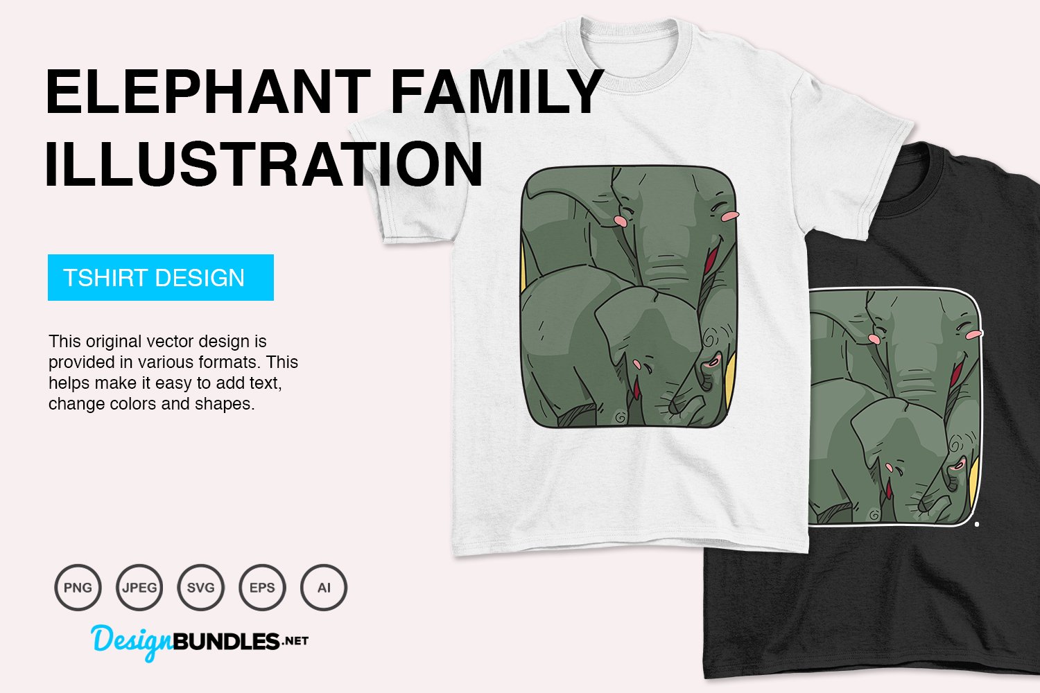 Elephant Family Vector Illustration