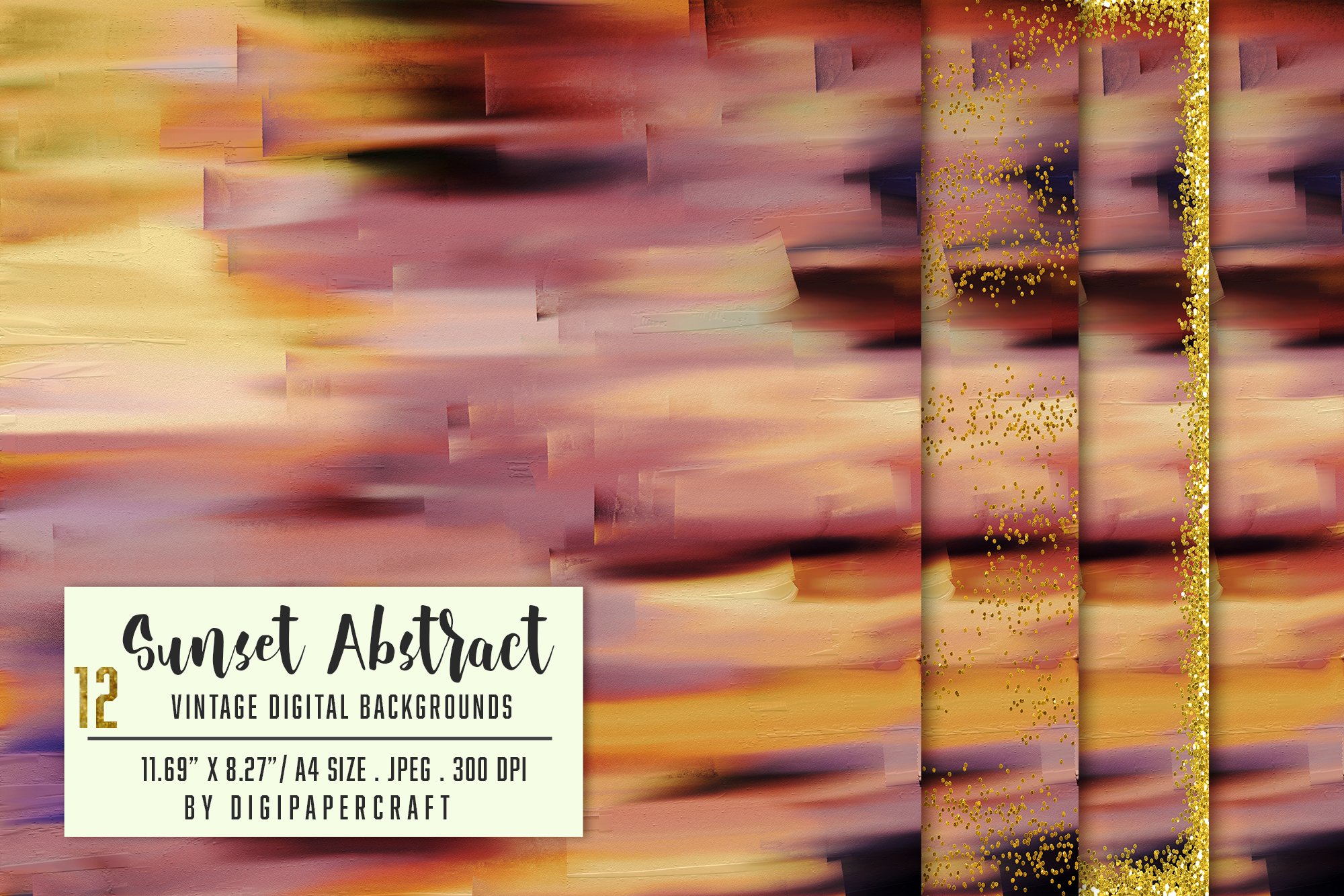 Modern Abstract Art, Sunset paint textures, glitter sparkle (922057 ...