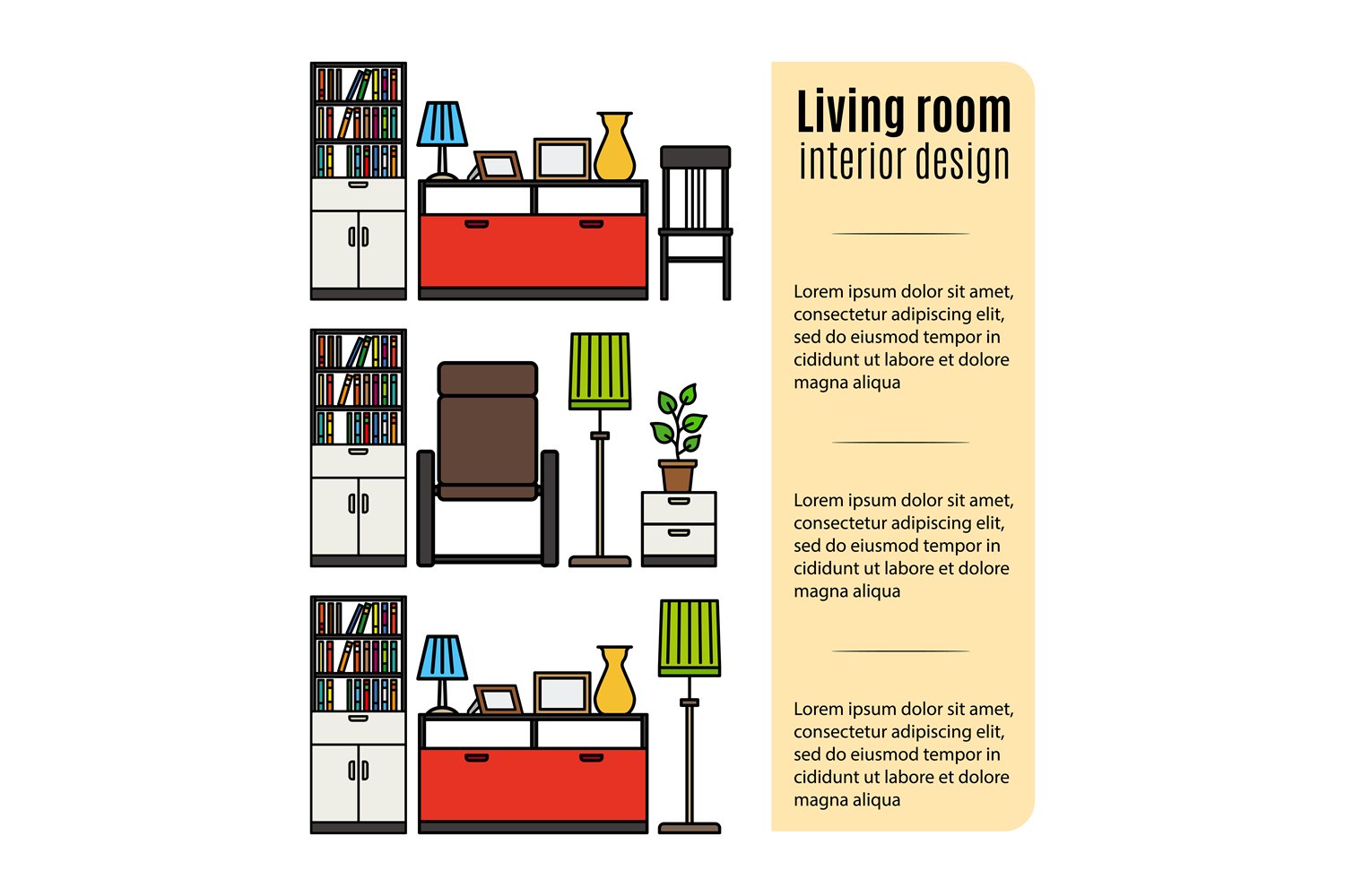 Furniture for living room infographic (879221) | Illustrations | Design ...