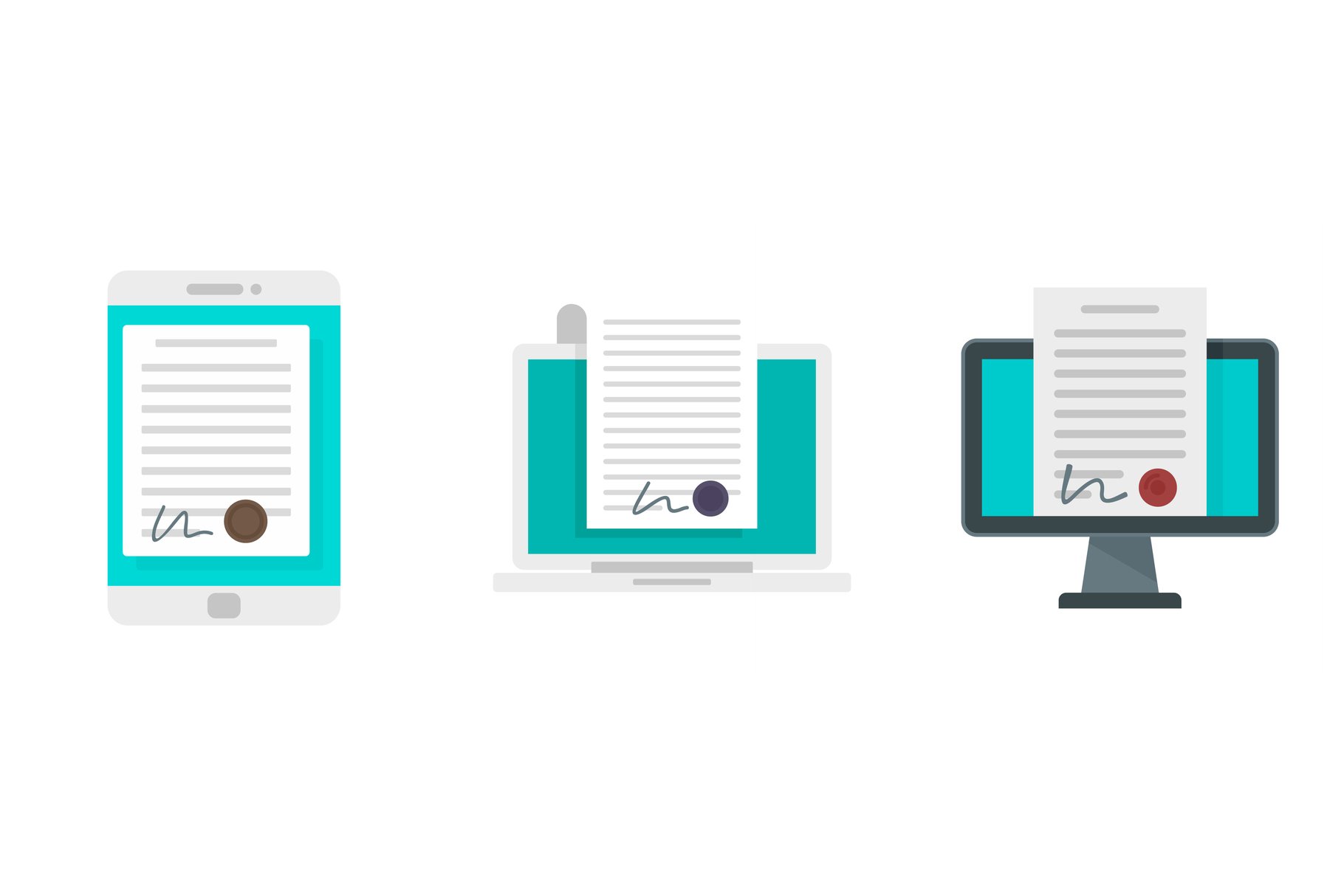 Digital contract icons set, flat style (554828) | Illustrations ...