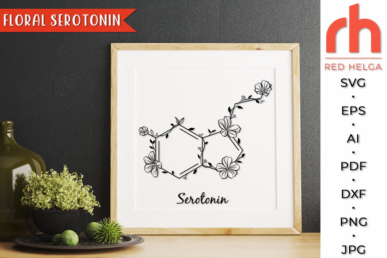 Floral Serotonin SVG - Flower Molecule Cut File