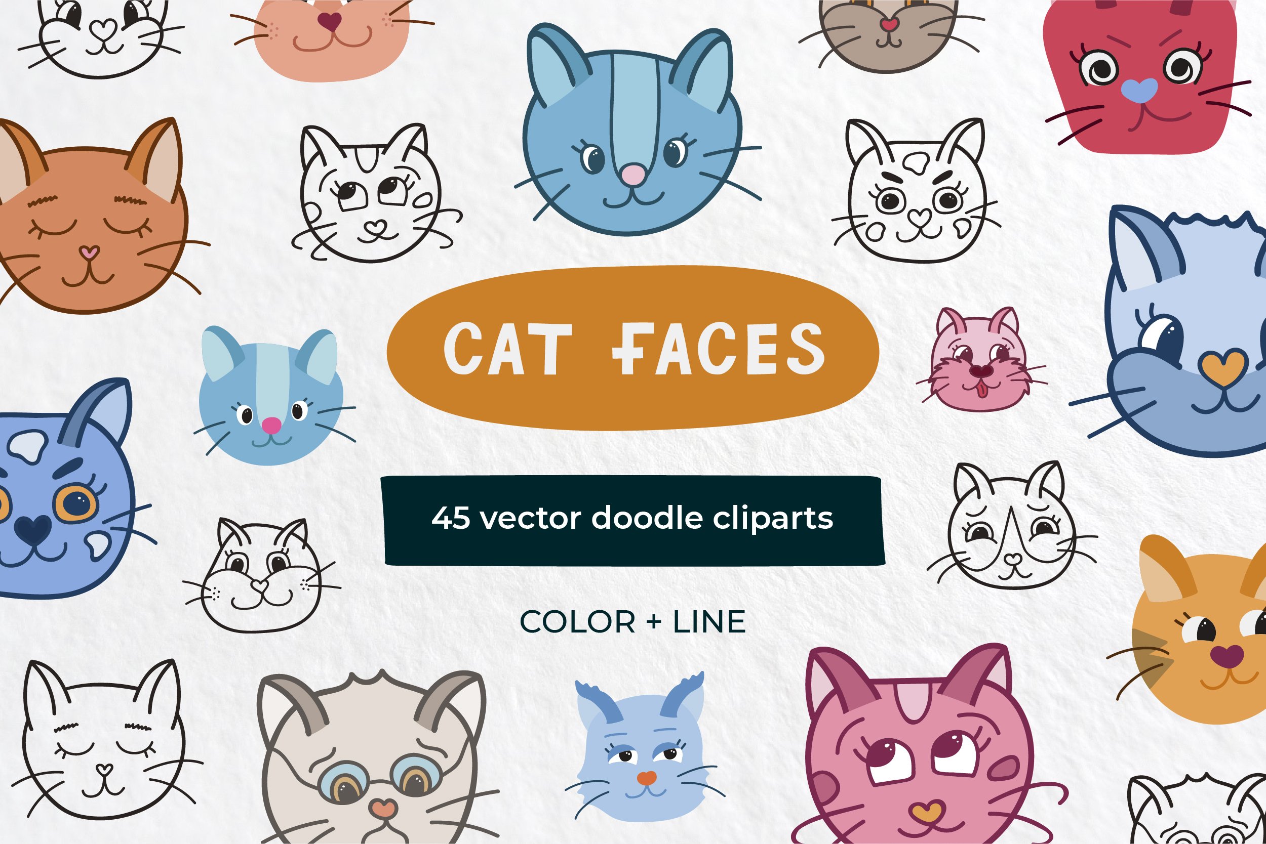 3 in 1 Cute Cat Face SVG, PNG, EPS. 45 animal clipart (2242625 ...