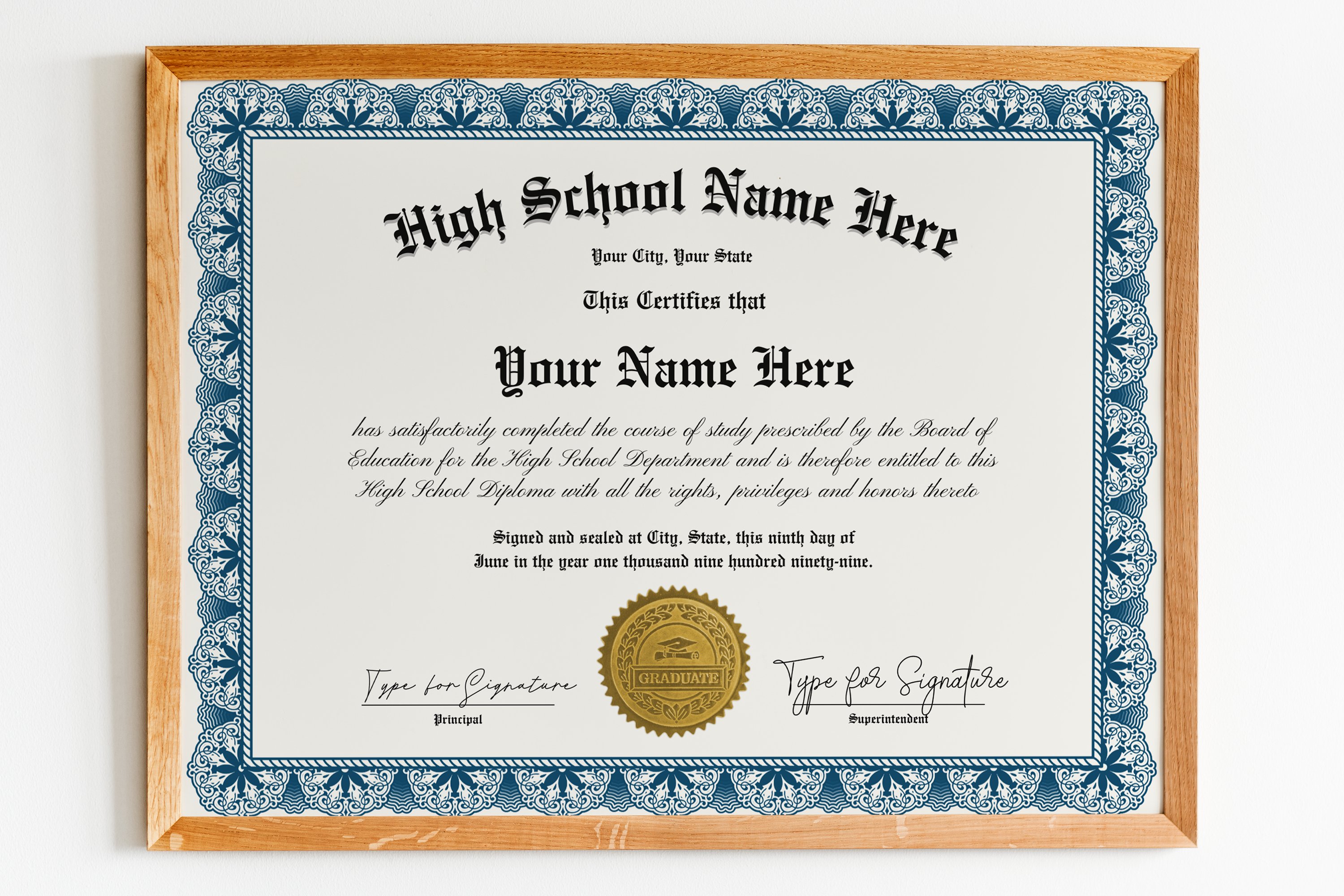 Official High School Diploma Real