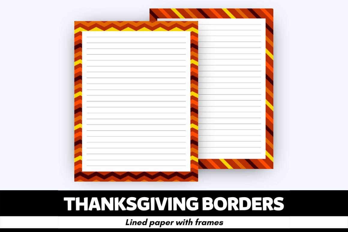 Thanksgiving Borders - Lined Paper (1734699) | Papers | Design Bundles