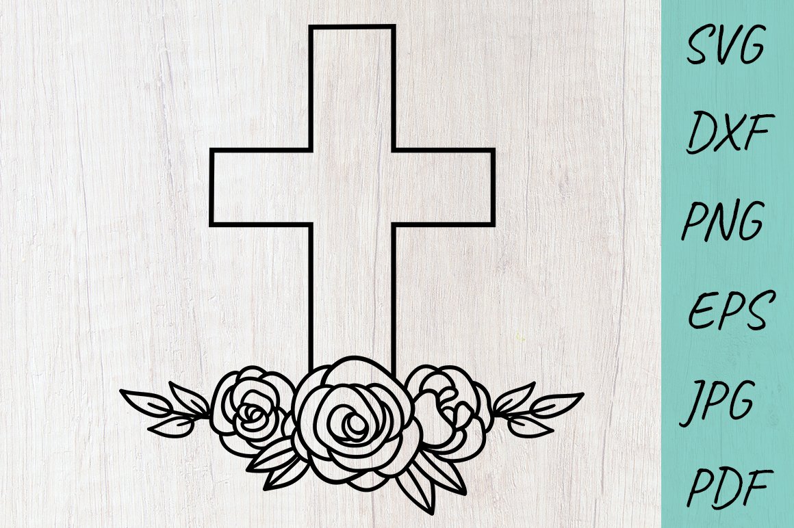 Cross SVG, Cross with roses SVG, Faith SVG, Flower cross