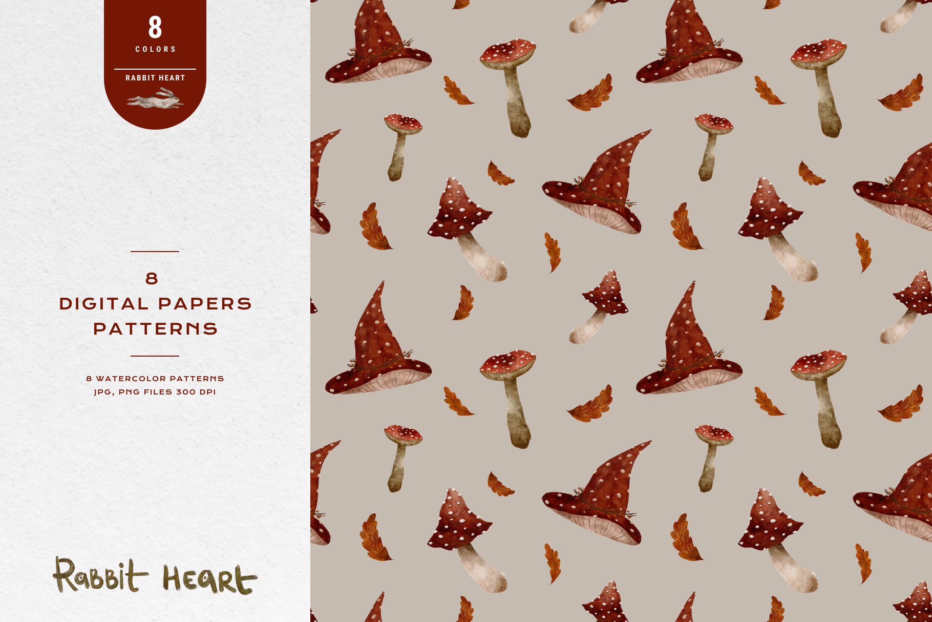 Mushrooms - Digital Paper Mini Set