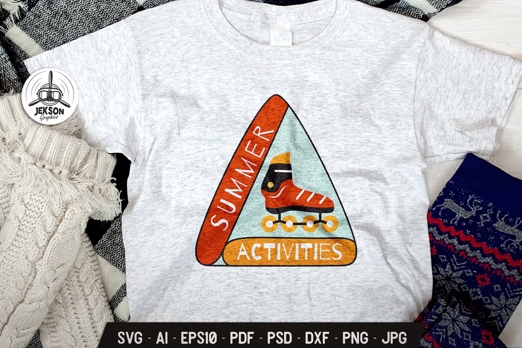 Summer Activities Sublimation T Shirt Design with Roller Ska (1424395 ...