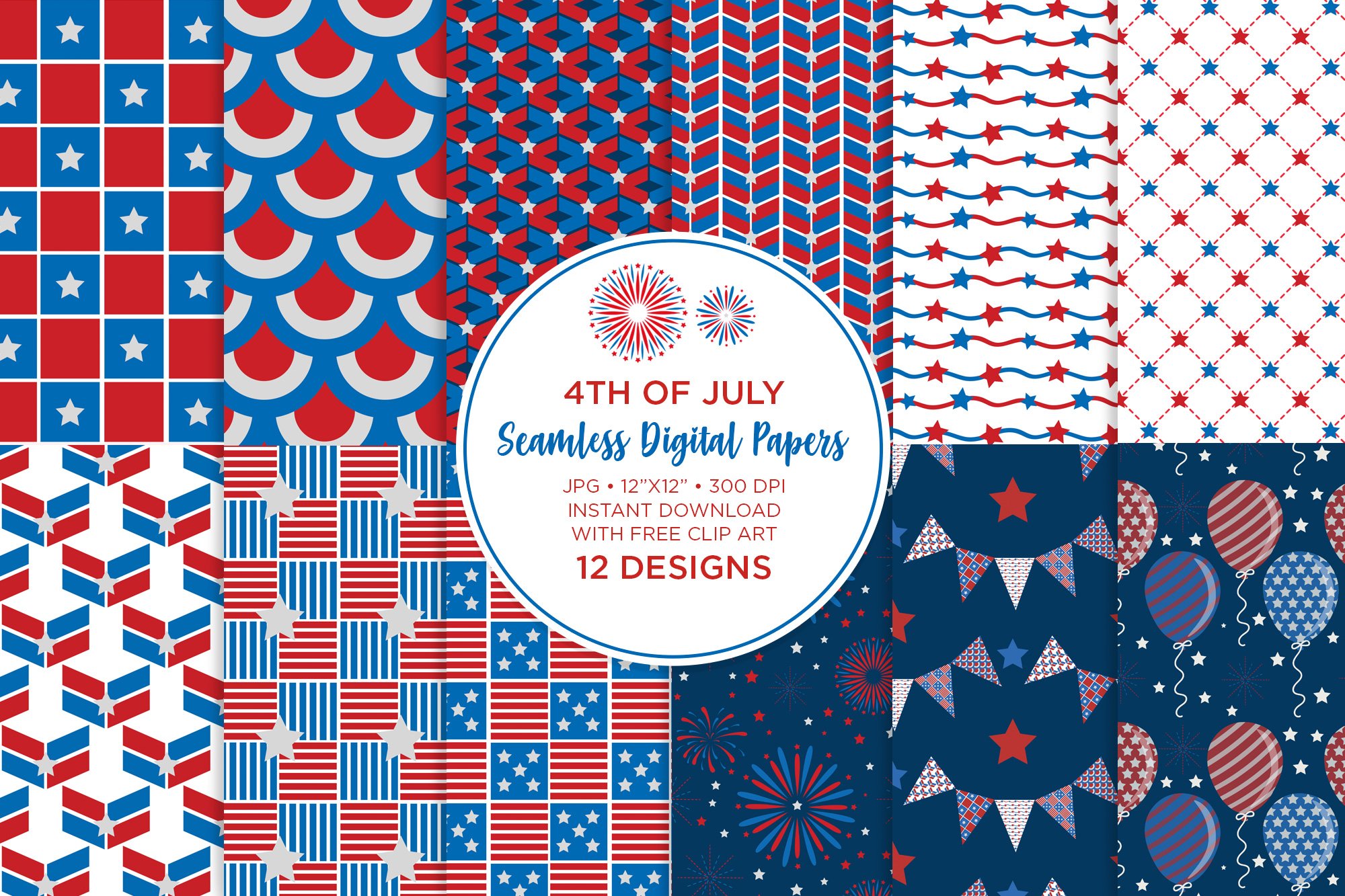 4th of July Seamless Digital Papers (1380331) | Patterns | Design Bundles