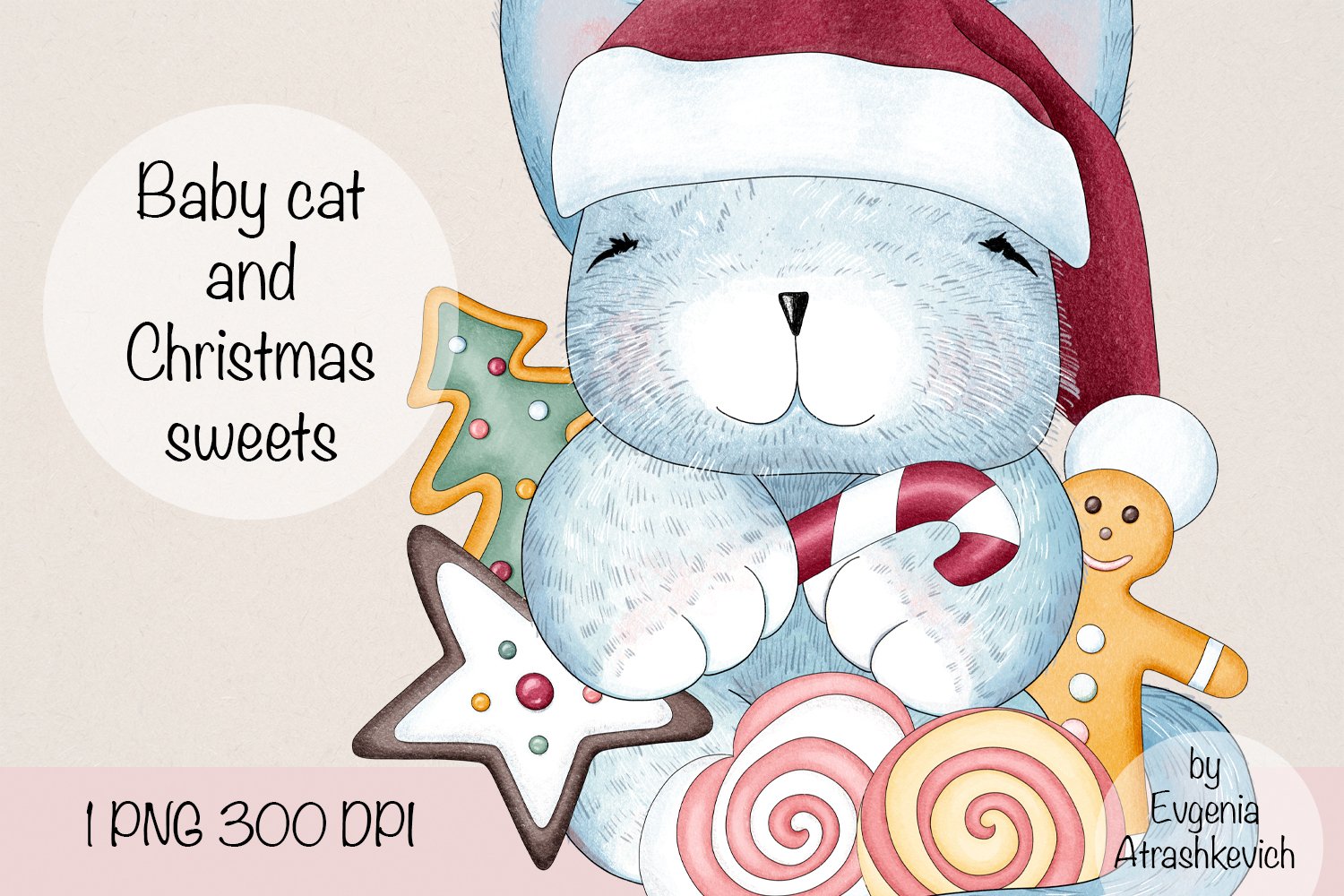 Baby cat and Christmas sweets. Winter sublimation - 1PNG (2226166 ...