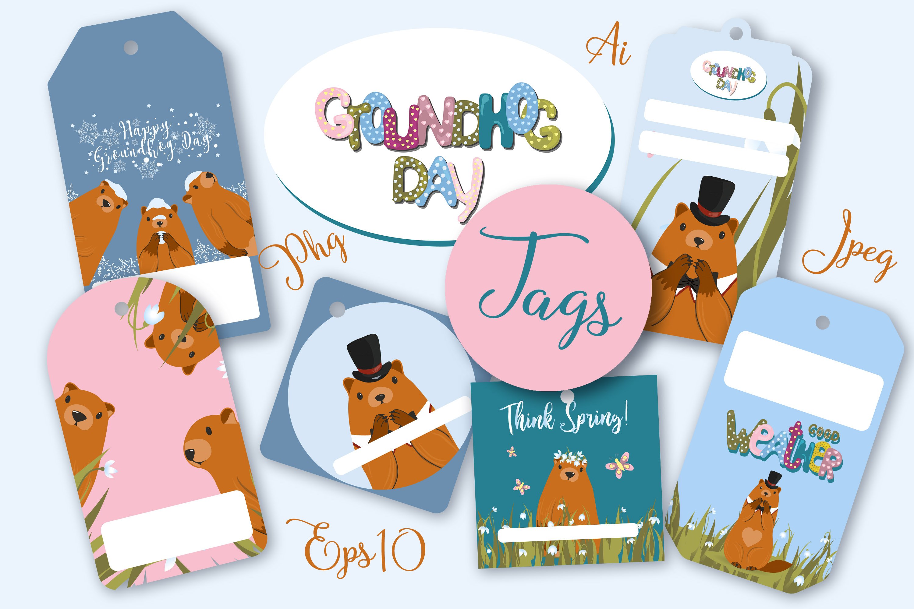 Groundhog Day Gift Tags.