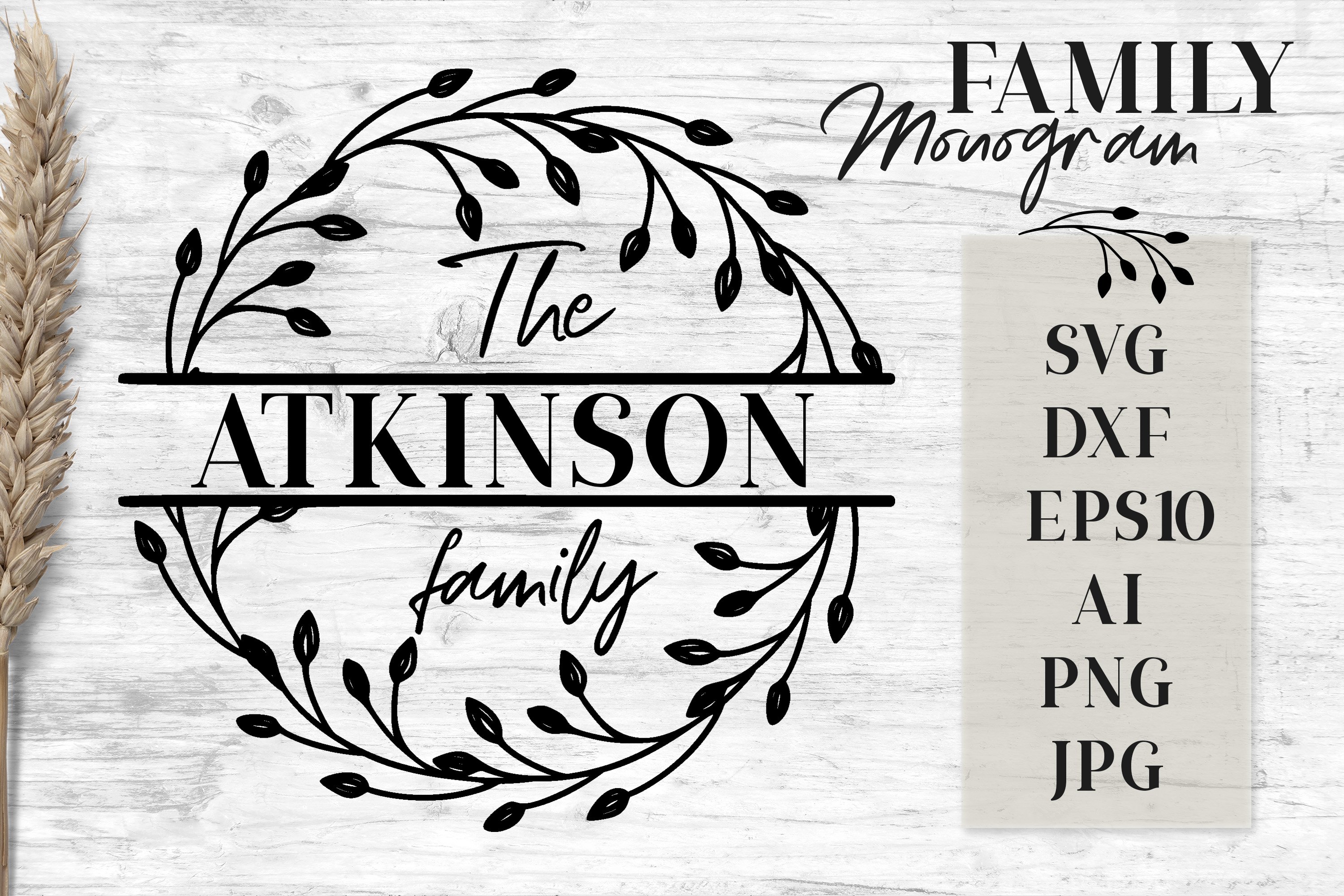 Family Name Monogram Round Sign SVG | Split monogram (1822759 ...