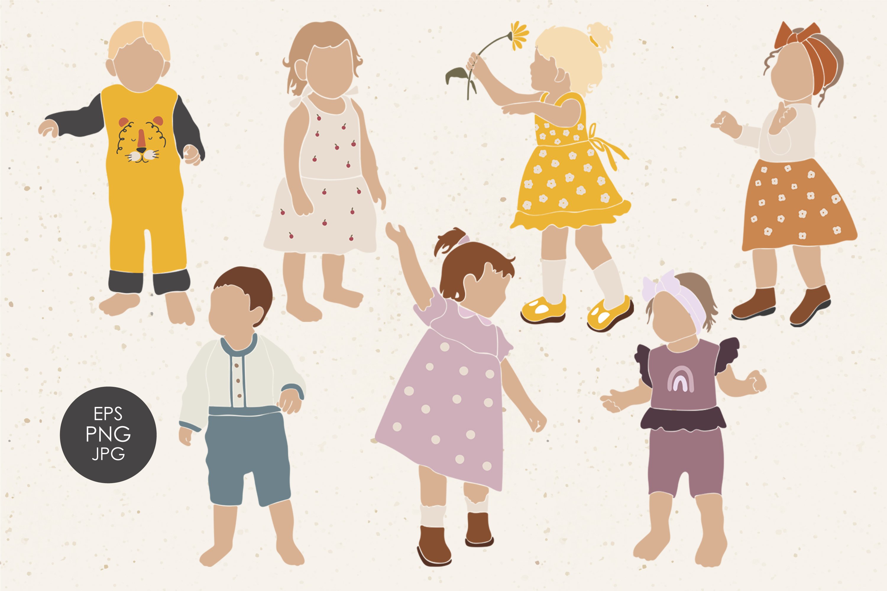 Boho kids clipart, Abstract kids silhouette (1829993) | Illustrations ...