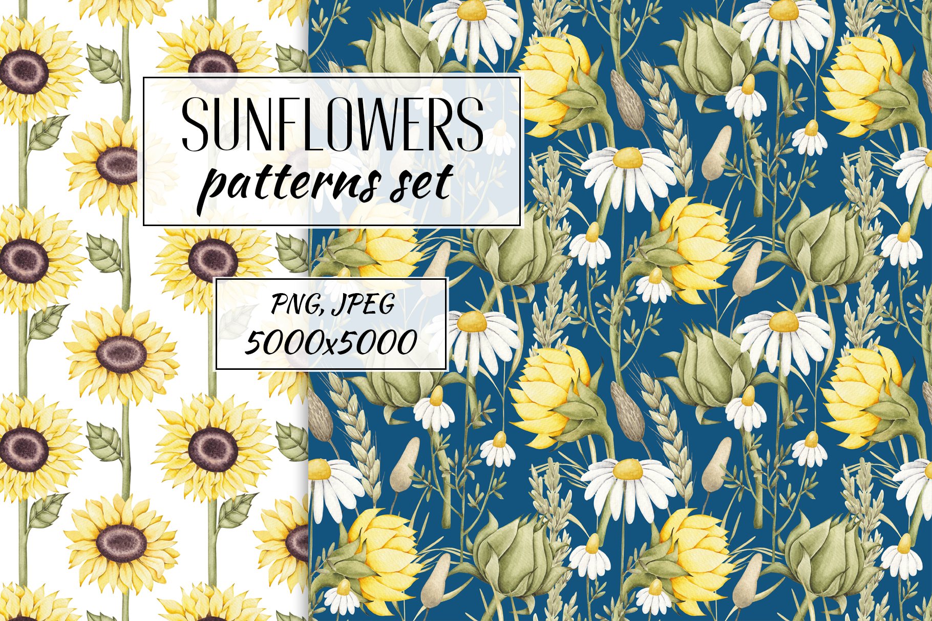 Sunflowers Patterns Set