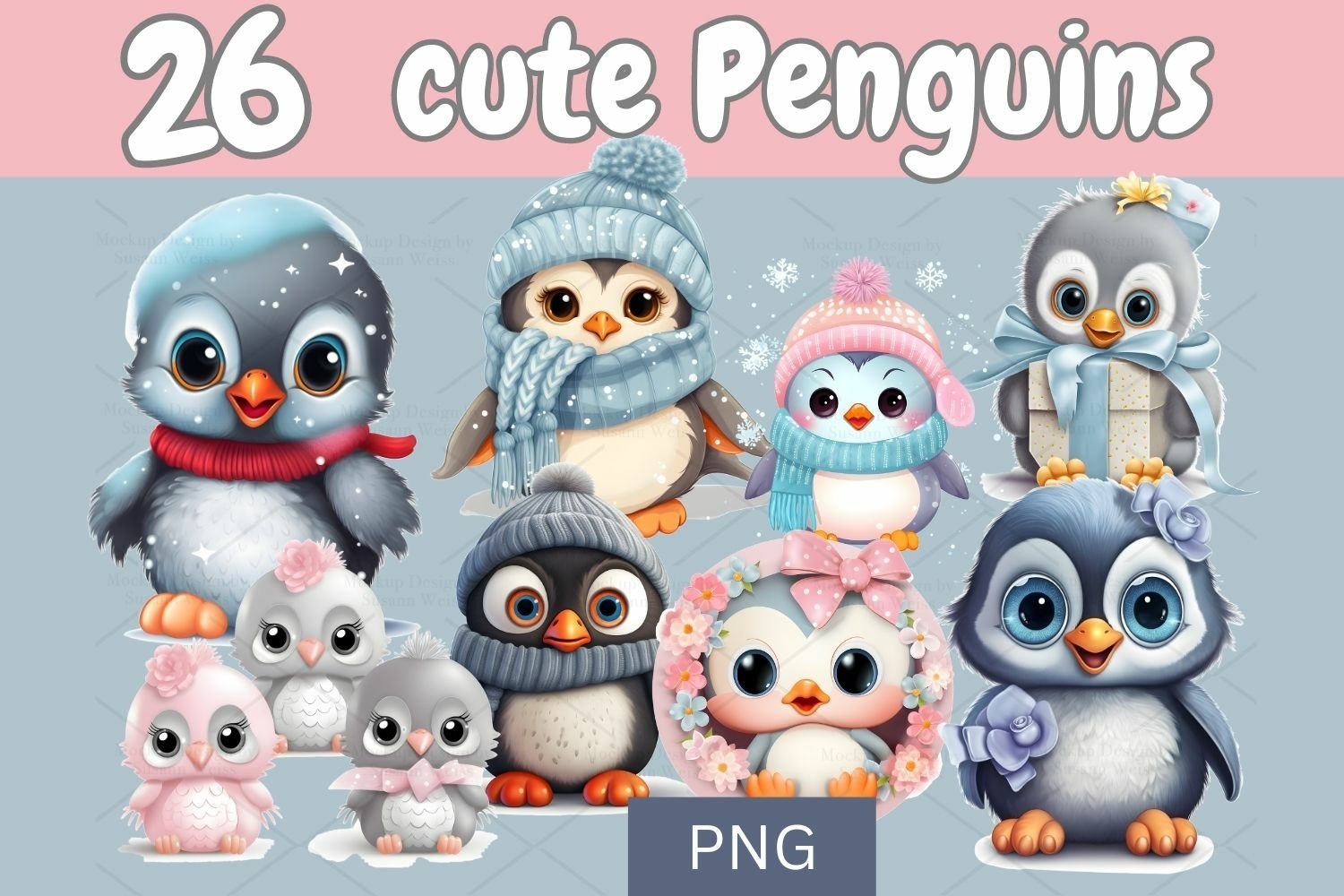 Cute Baby Cartoon Penguins