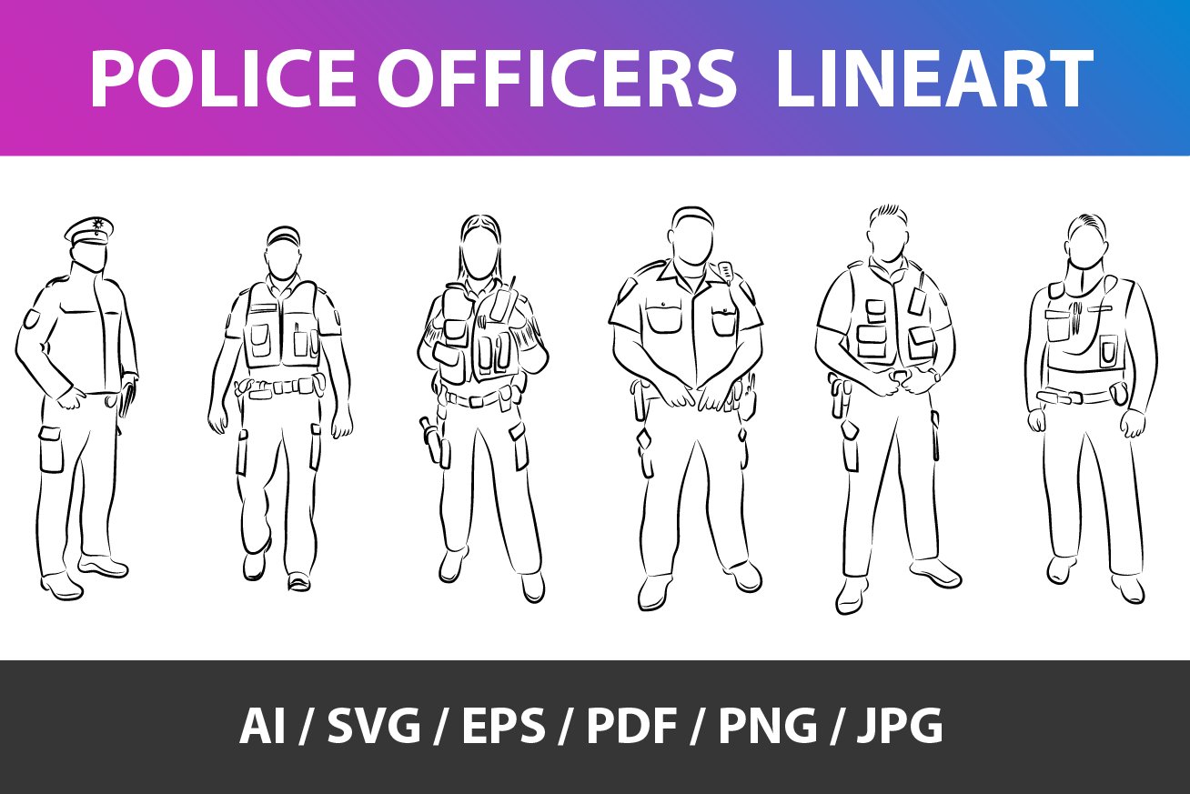 Police Officers Lineart (2197232) | Vectors | Design Bundles