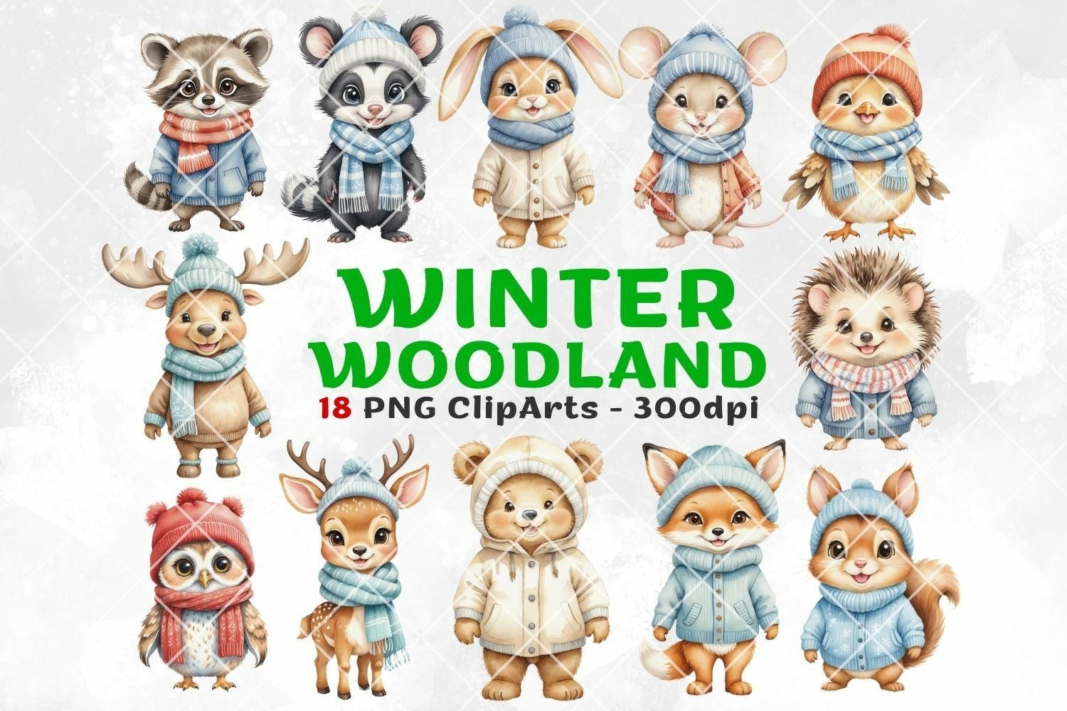 Winter Forest Animals Clip Art