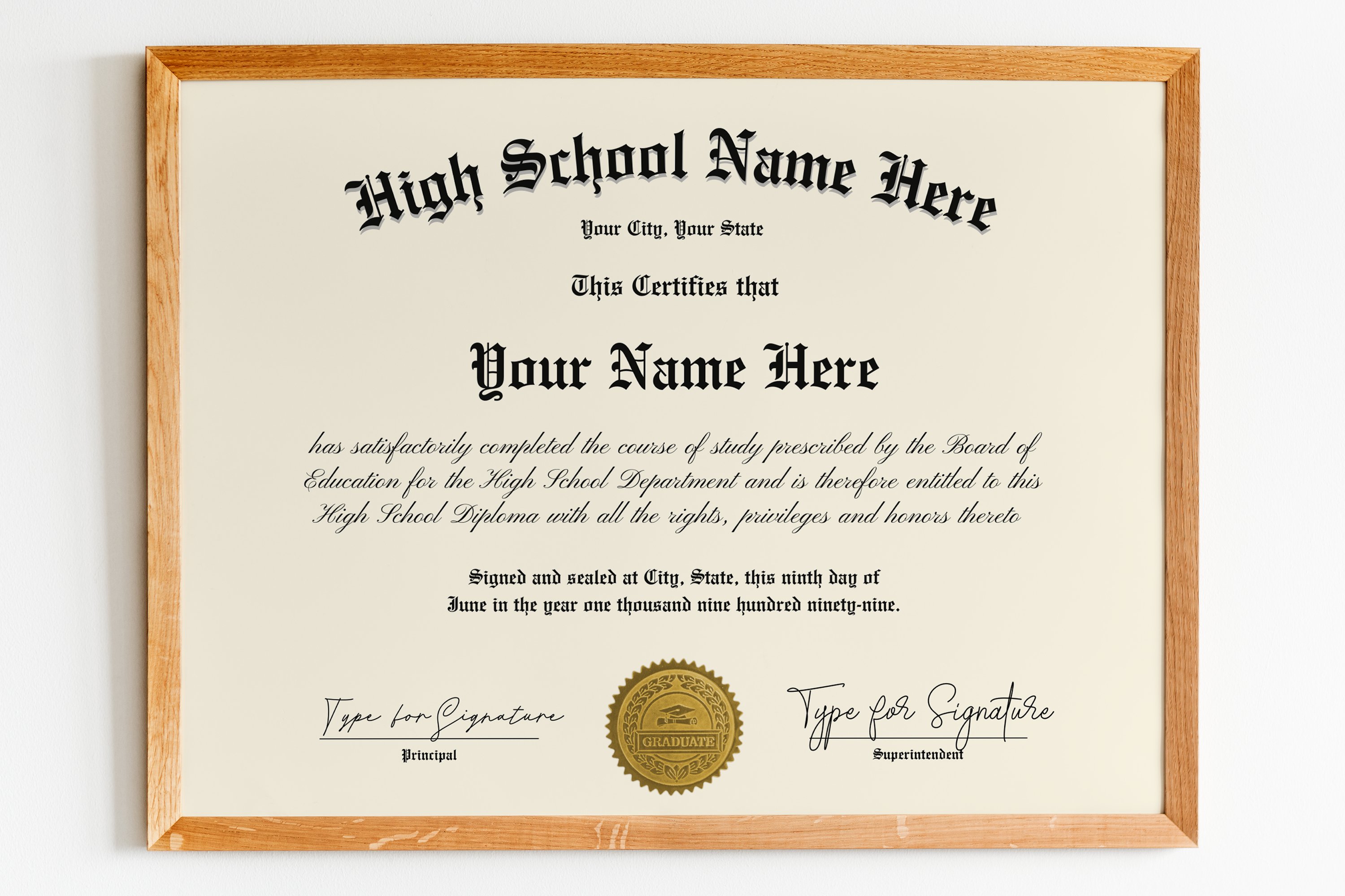 High School Graduation Certificate Template