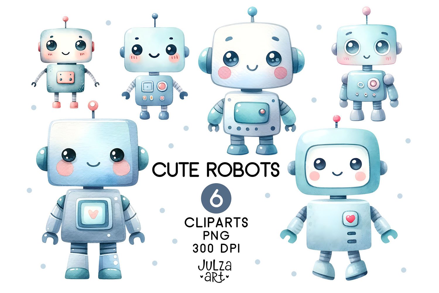 Cute Robots Clipart