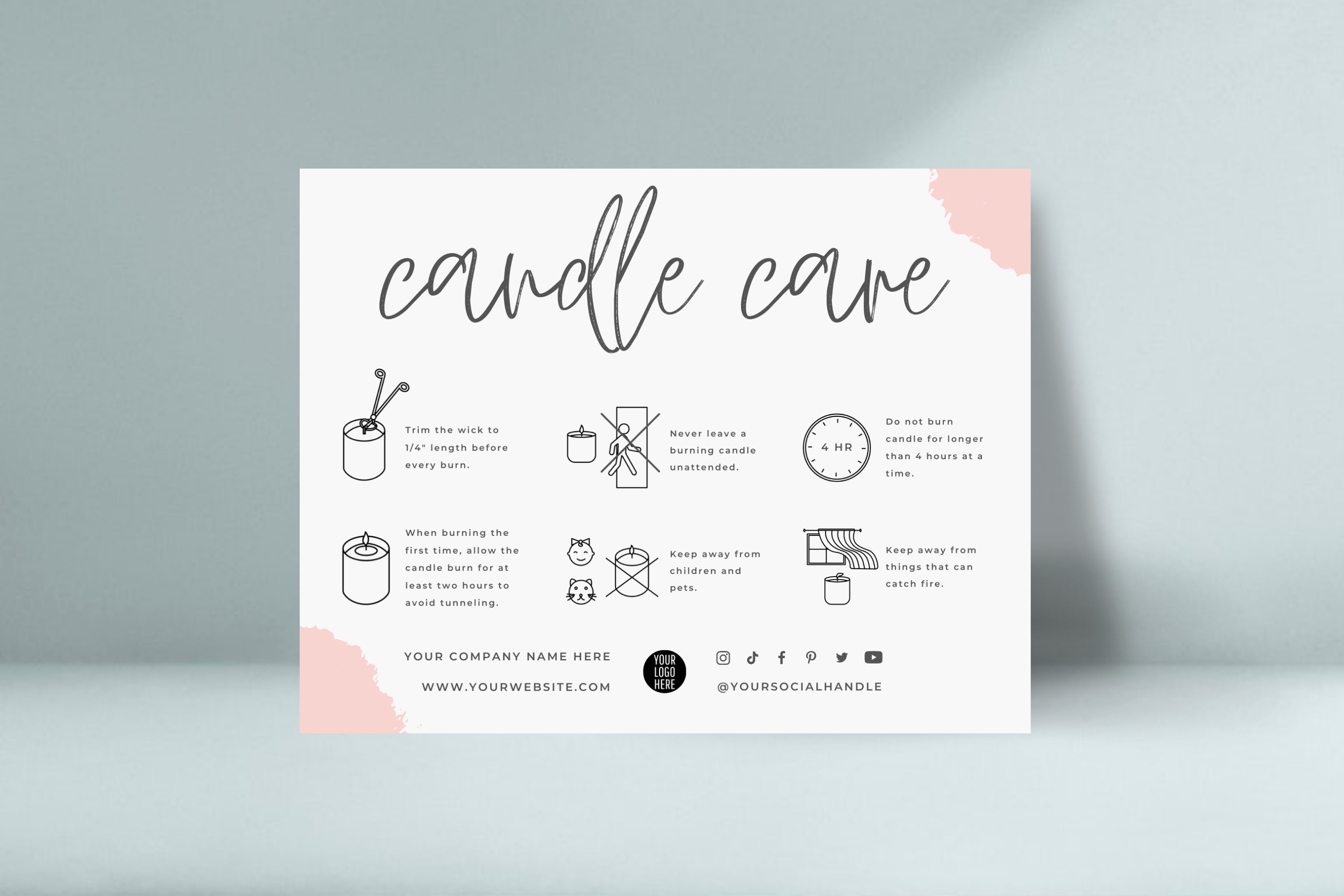 Digital Prints Editable Candle Guide Digital Candle Care Guide Candle 
