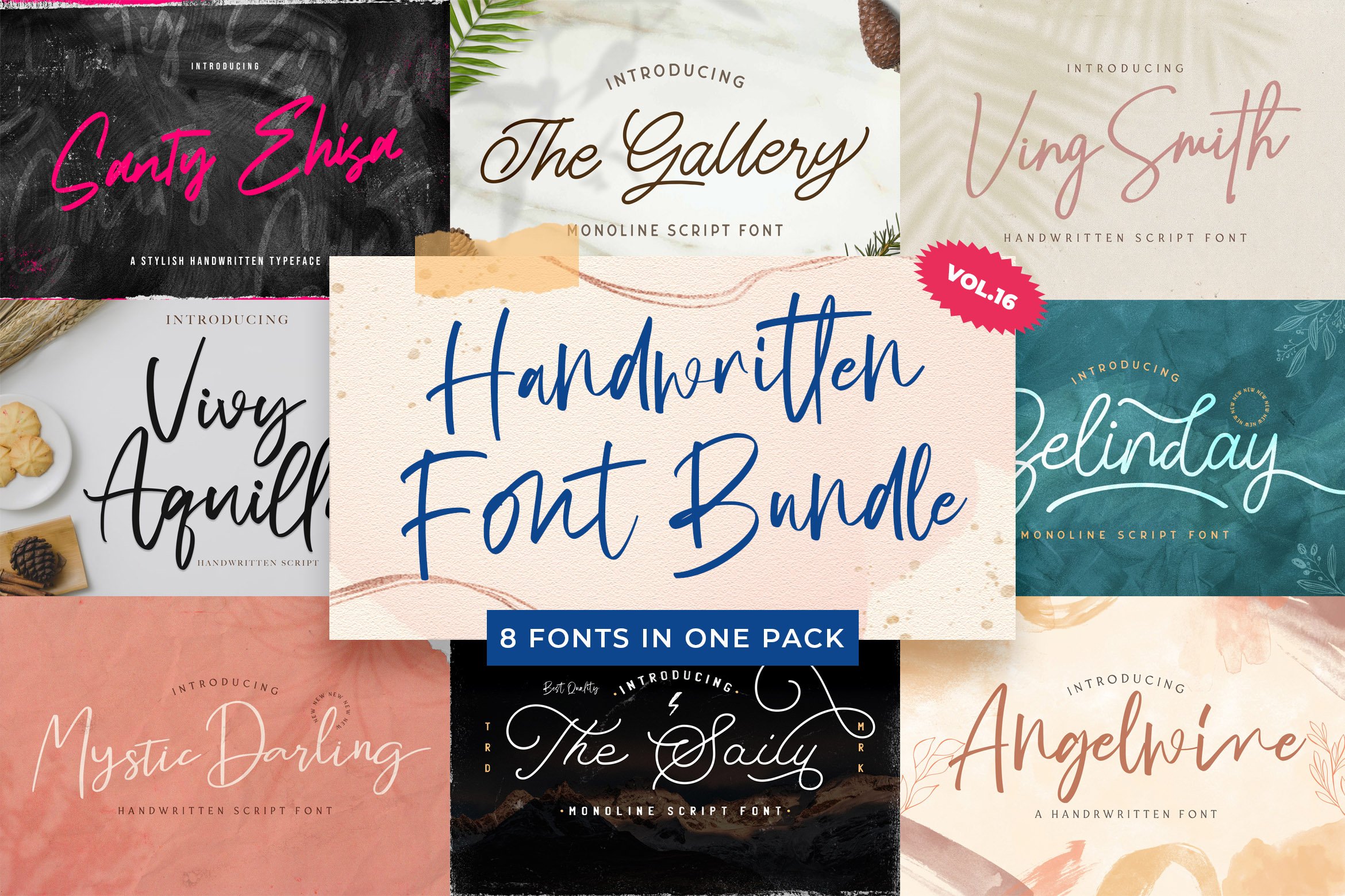 Handwritten Font Bundle Vol 16 (1658452) | Handwritten | Font Bundles