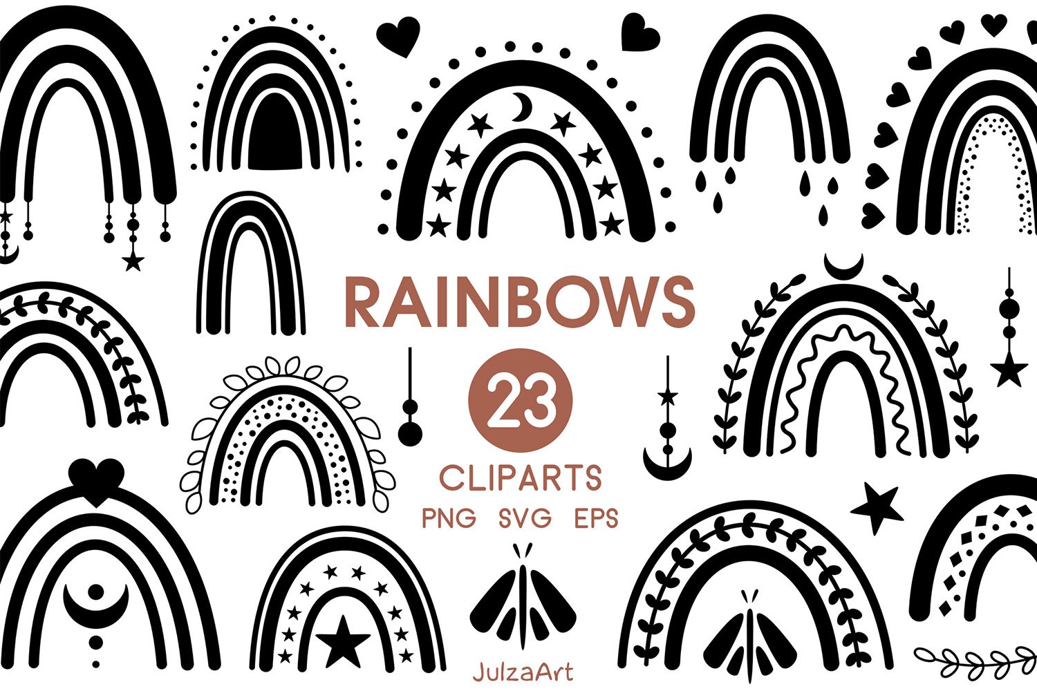 Rainbow Black And White Clipart