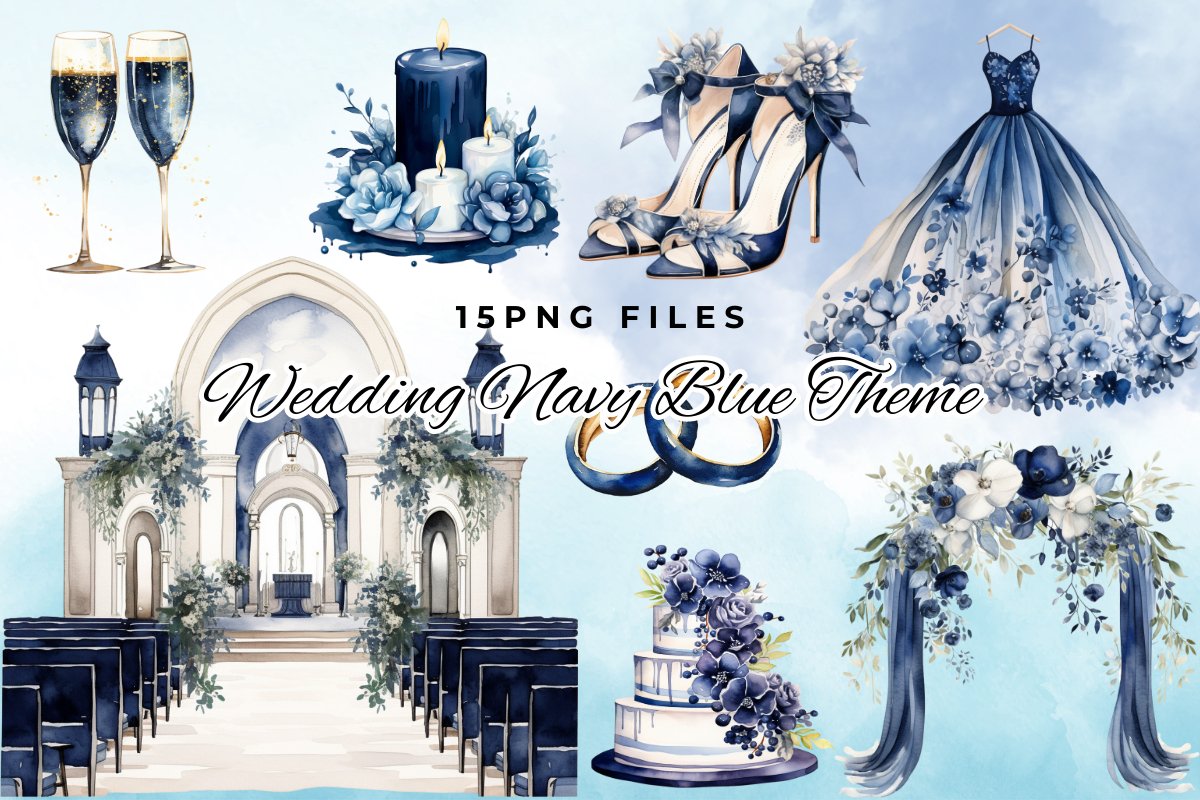 Navy Blue Wedding Clipart