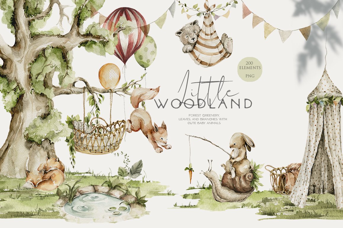 Woodland Baby Shower Clip Art Trees