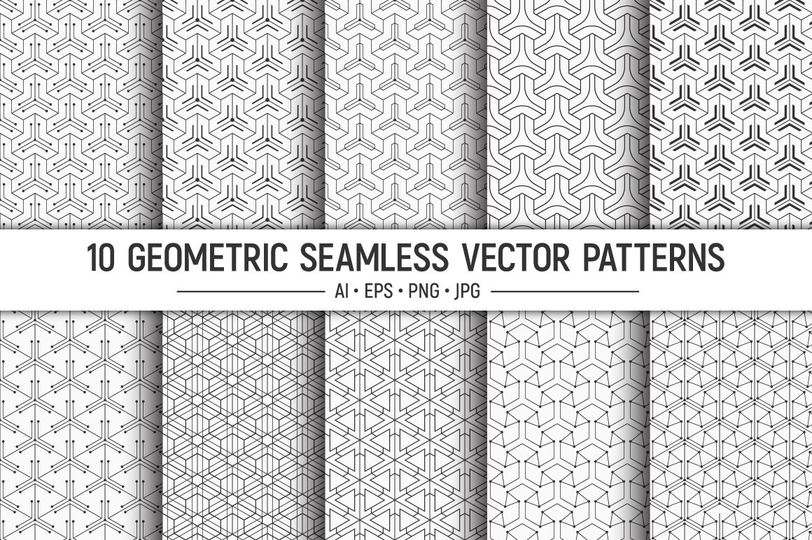 10 seamless vector patterns, based on Kumiko ornament