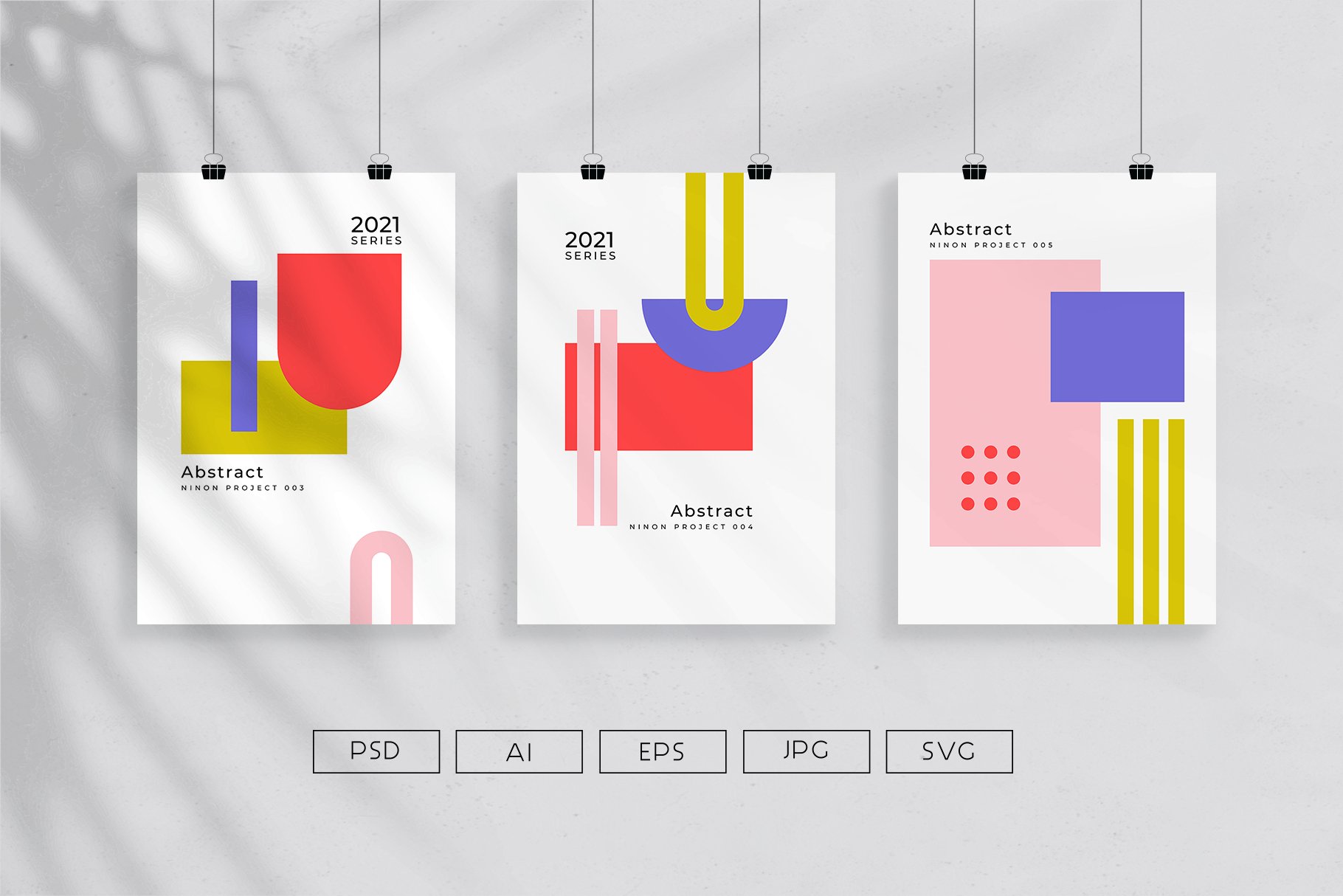 Minimalistic geometric poster set (1450902) | Brochures | Design Bundles