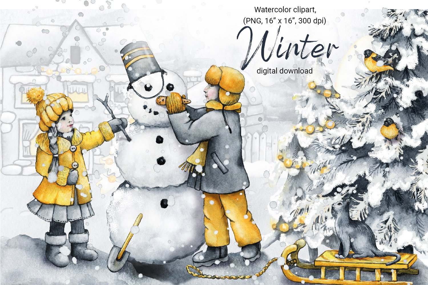 Children In Winter Clipart