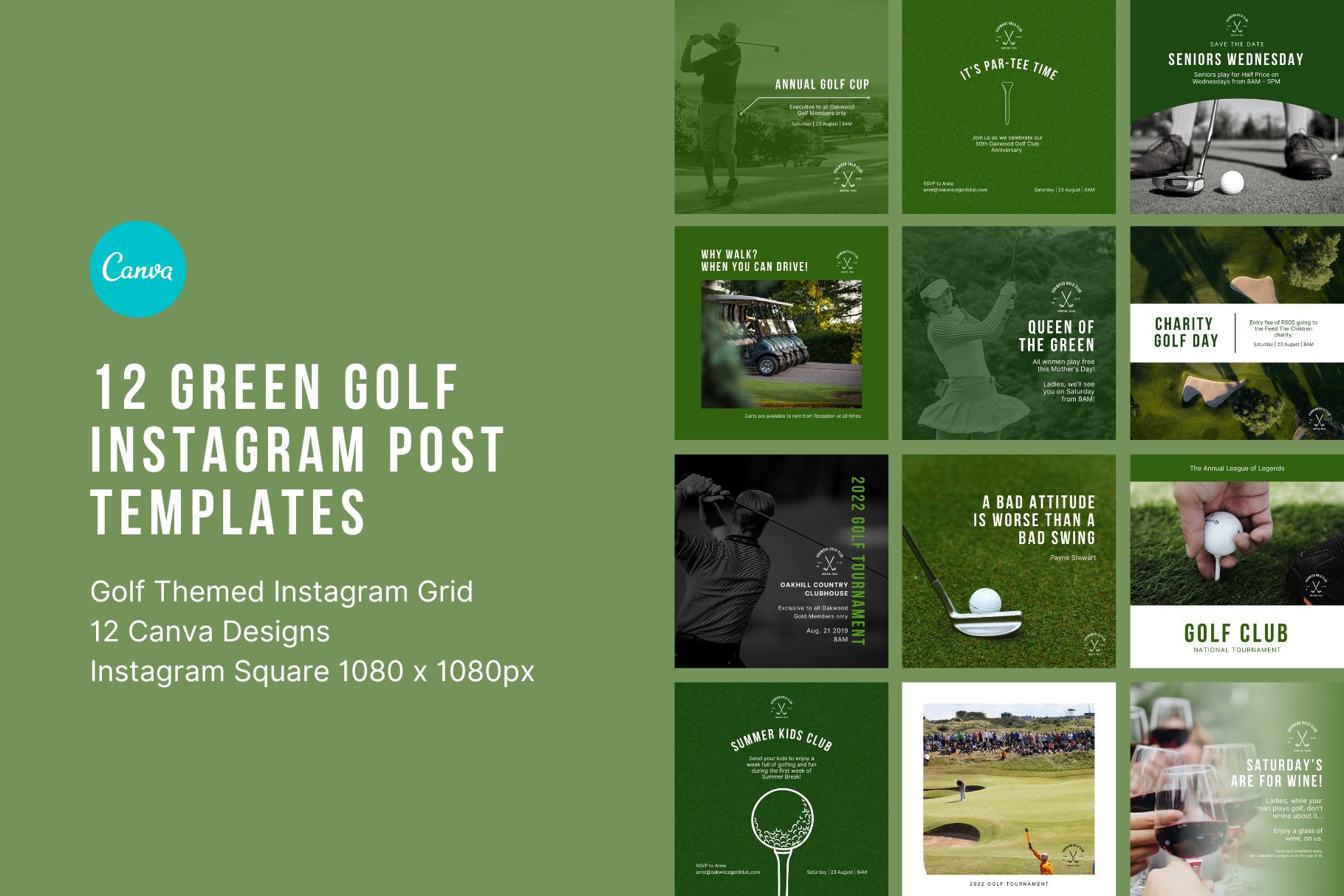 12 Golf Instagram Post Templates (2128268) | Instagram | Design Bundles