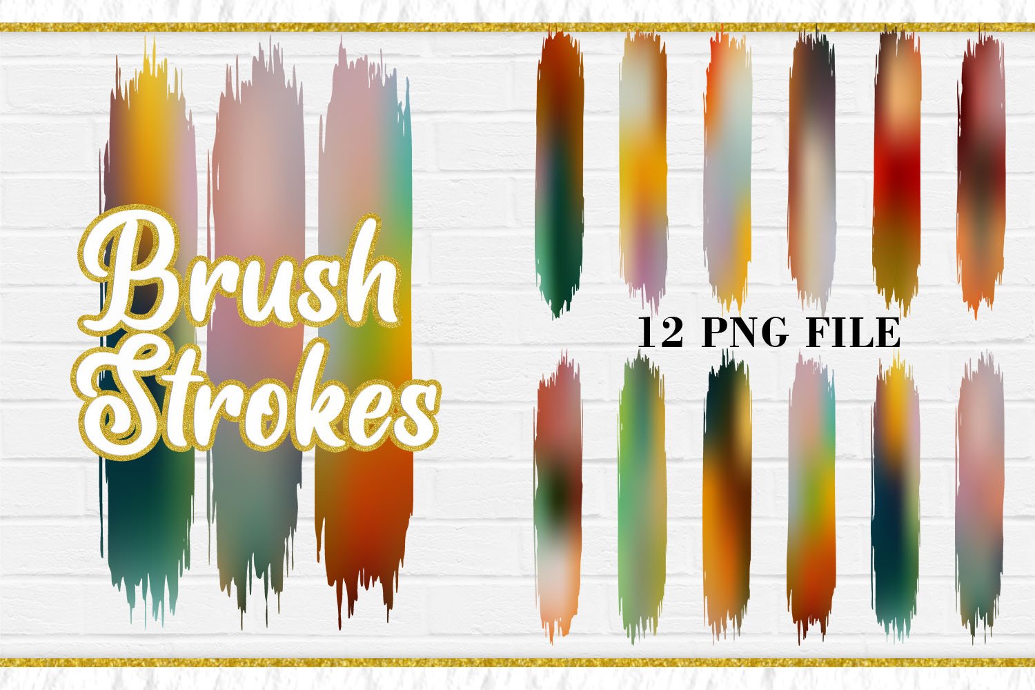 Brush Strokes Clipart , iridescent ombre (1469290) | Elements | Design ...