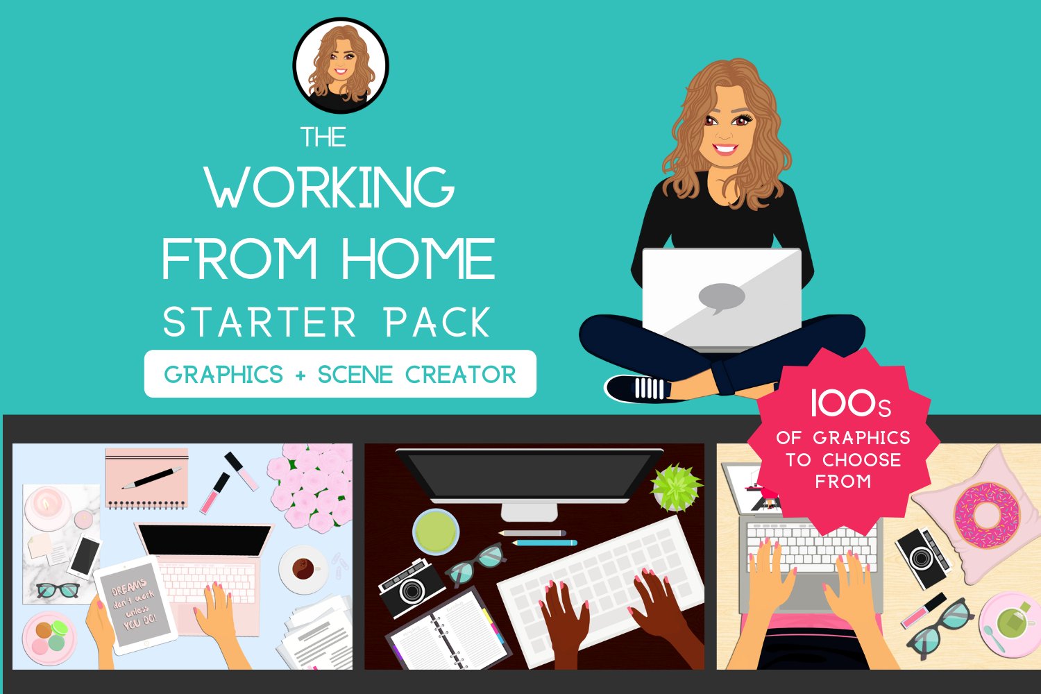 Work from Home Starter Pack | Graphics| Logo Design| Scenes (1434415 ...