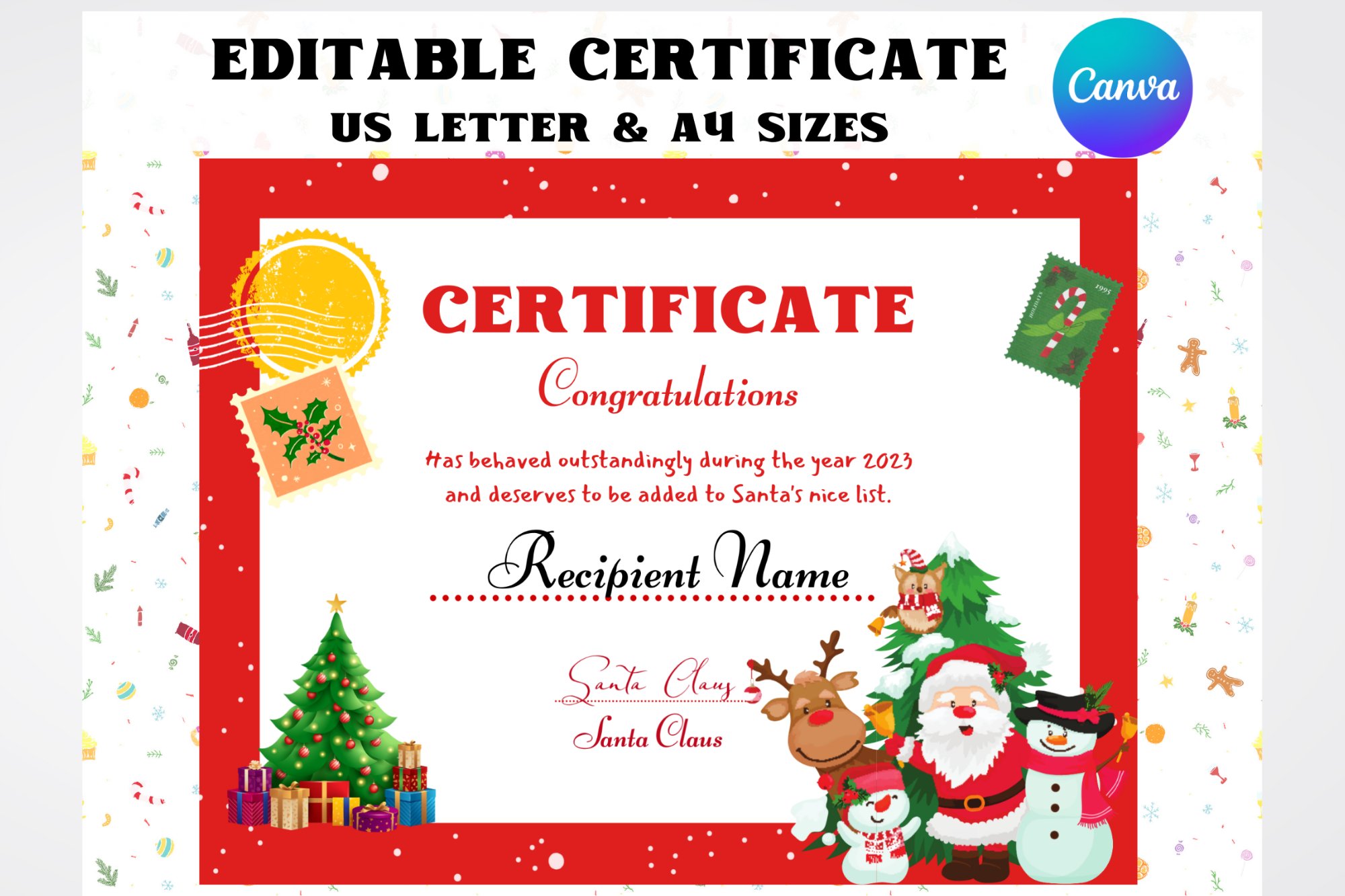 Santa Claus Nice Certificate Printable