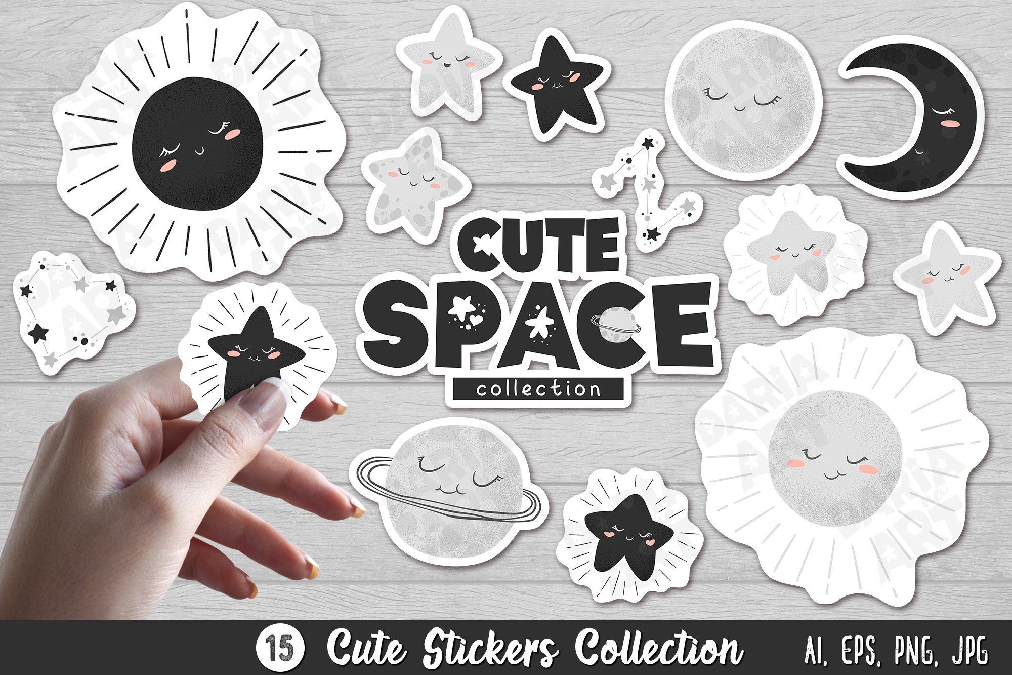 Cute space printable stickers collection for cricut (1829607 ...
