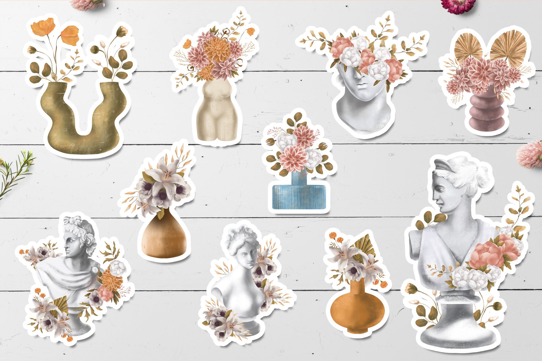 Antique Sculptures Stickers, Vases Cliparts (1467636) | Illustrations ...
