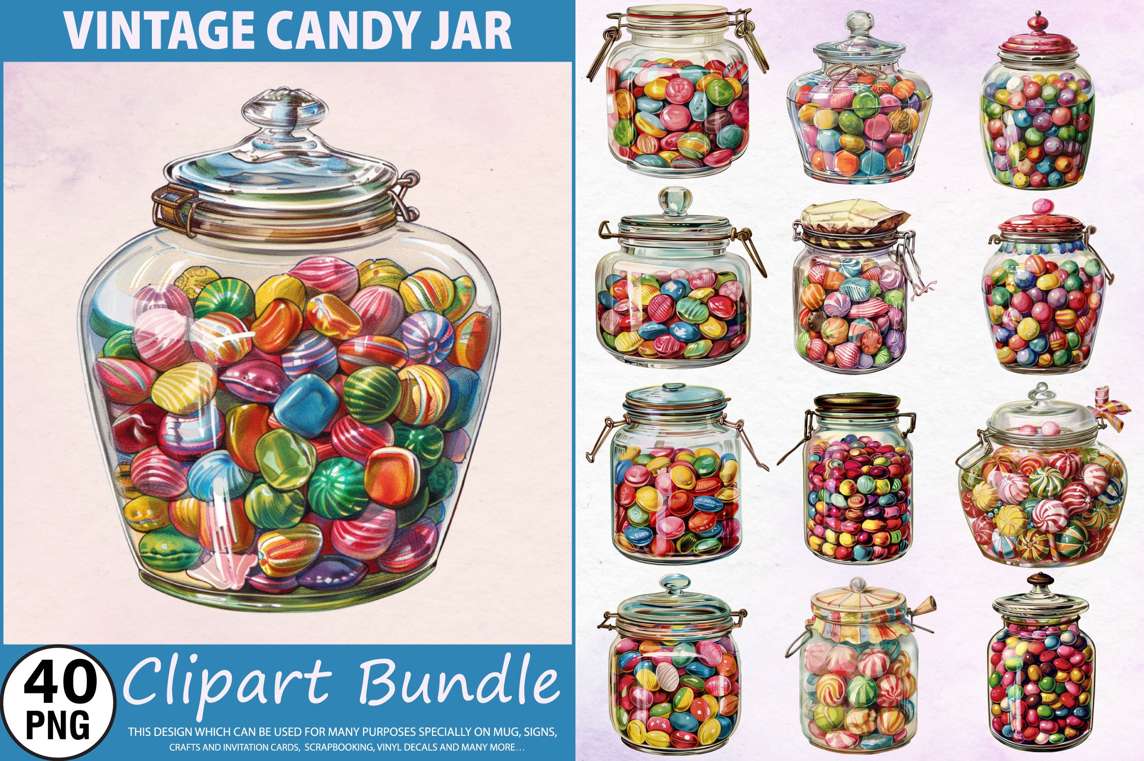 Vintage Candy Jar Clip Art