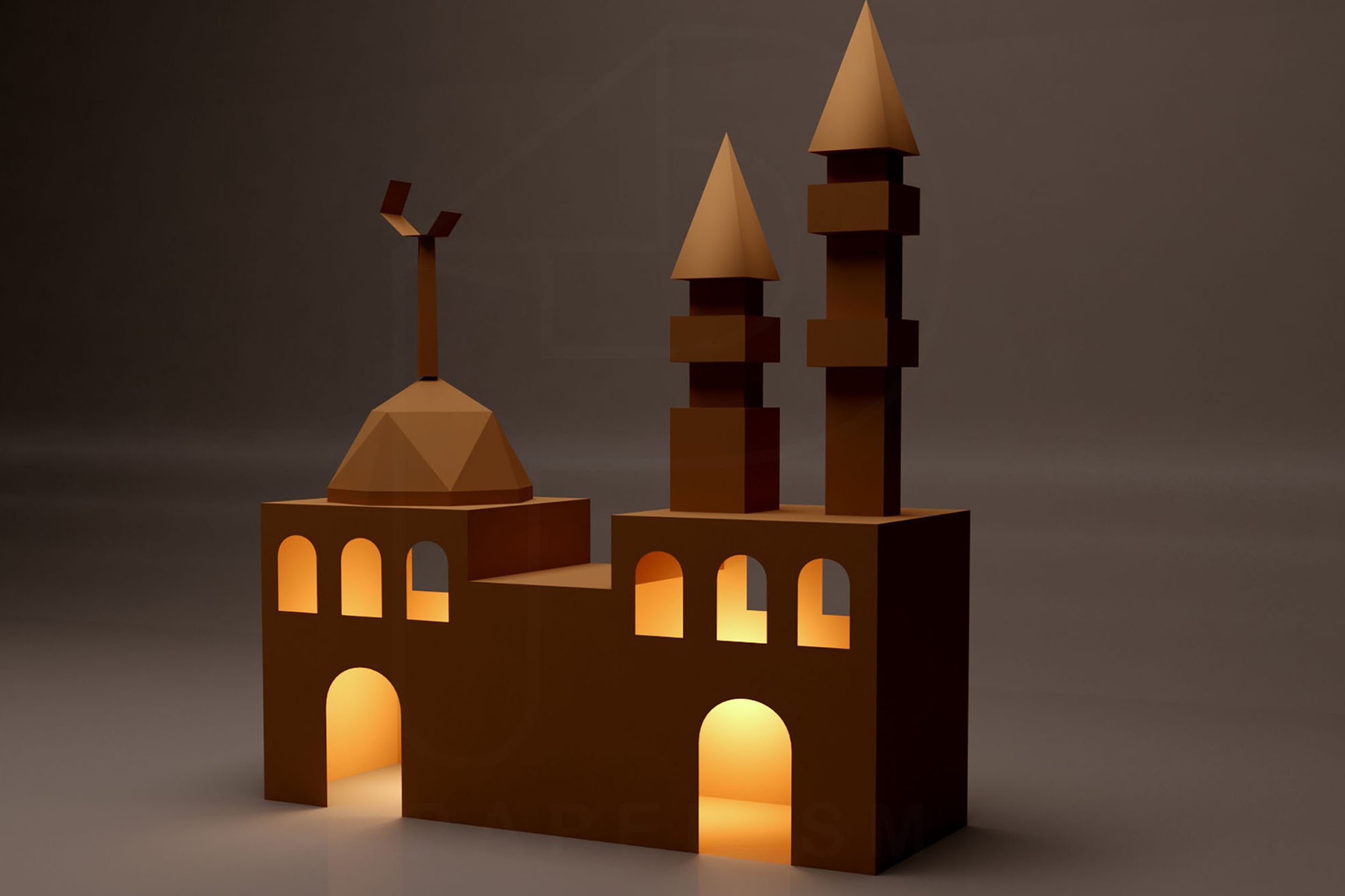 3D Mosque Model, PRINTABLE Ramadan Decor, lowpoly Papercraft (1852974 ...