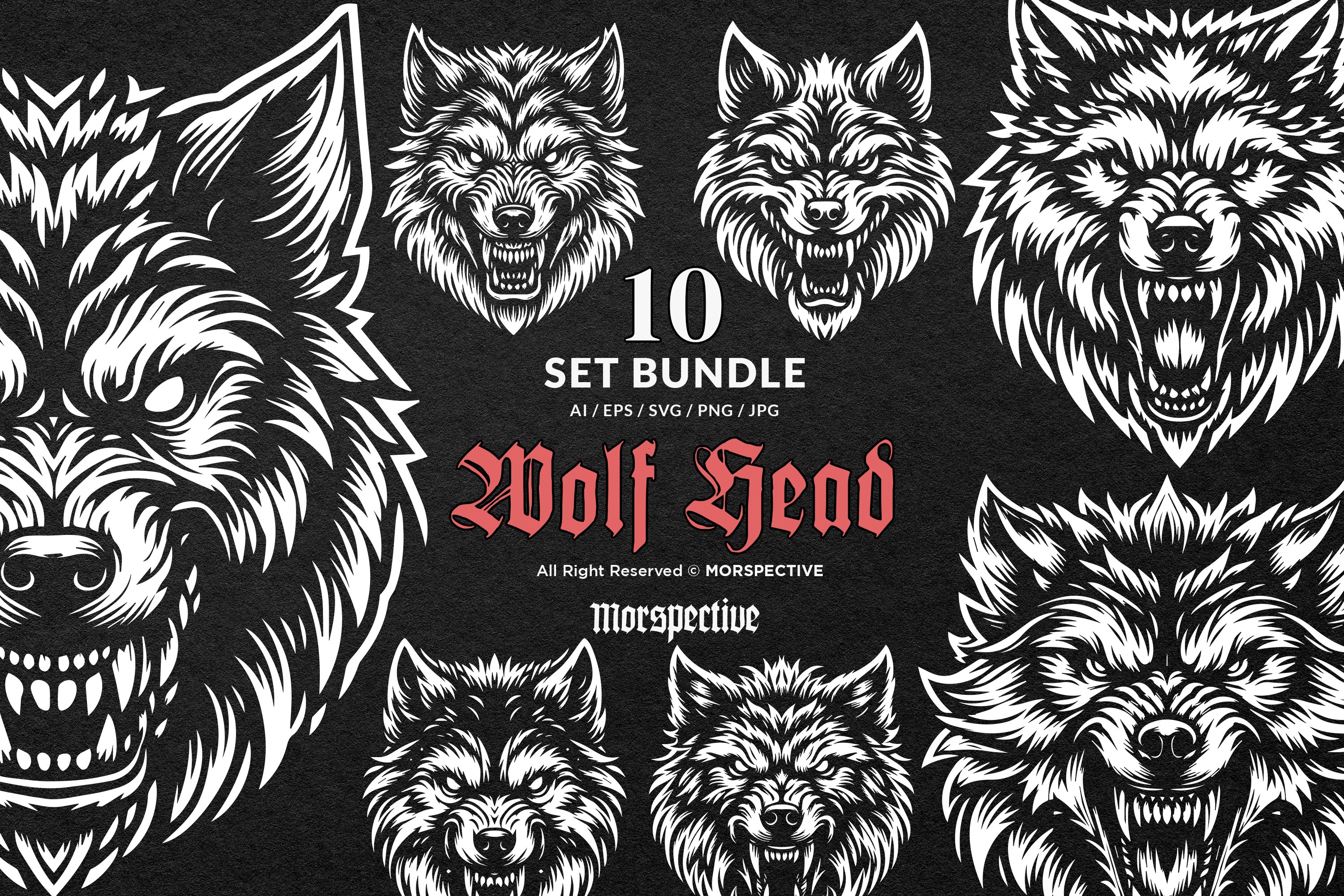 Wolf Head Clip Art Black And White