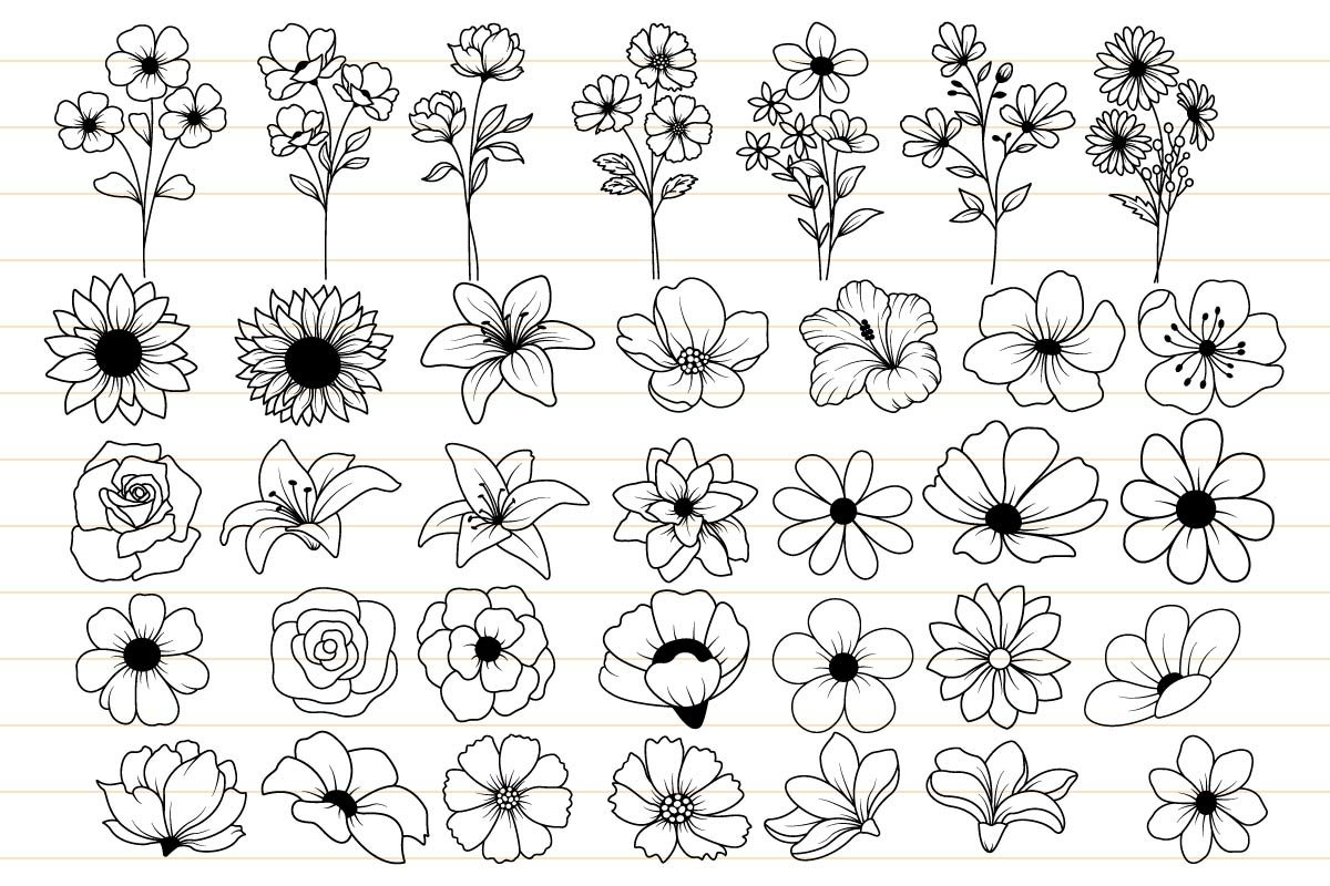Line Drawing Flower Pattern